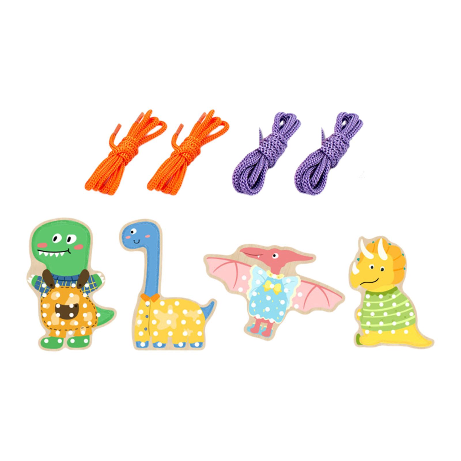 MERIGLARE Wooden Lacing Toy Animal Theme Preschool for Age 3 4 5 6 ...