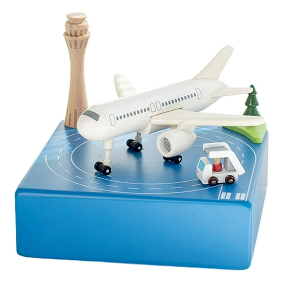 MERIGLARE Wooden Music Box Creative Airplanes and Cars Rotating Muscial ...