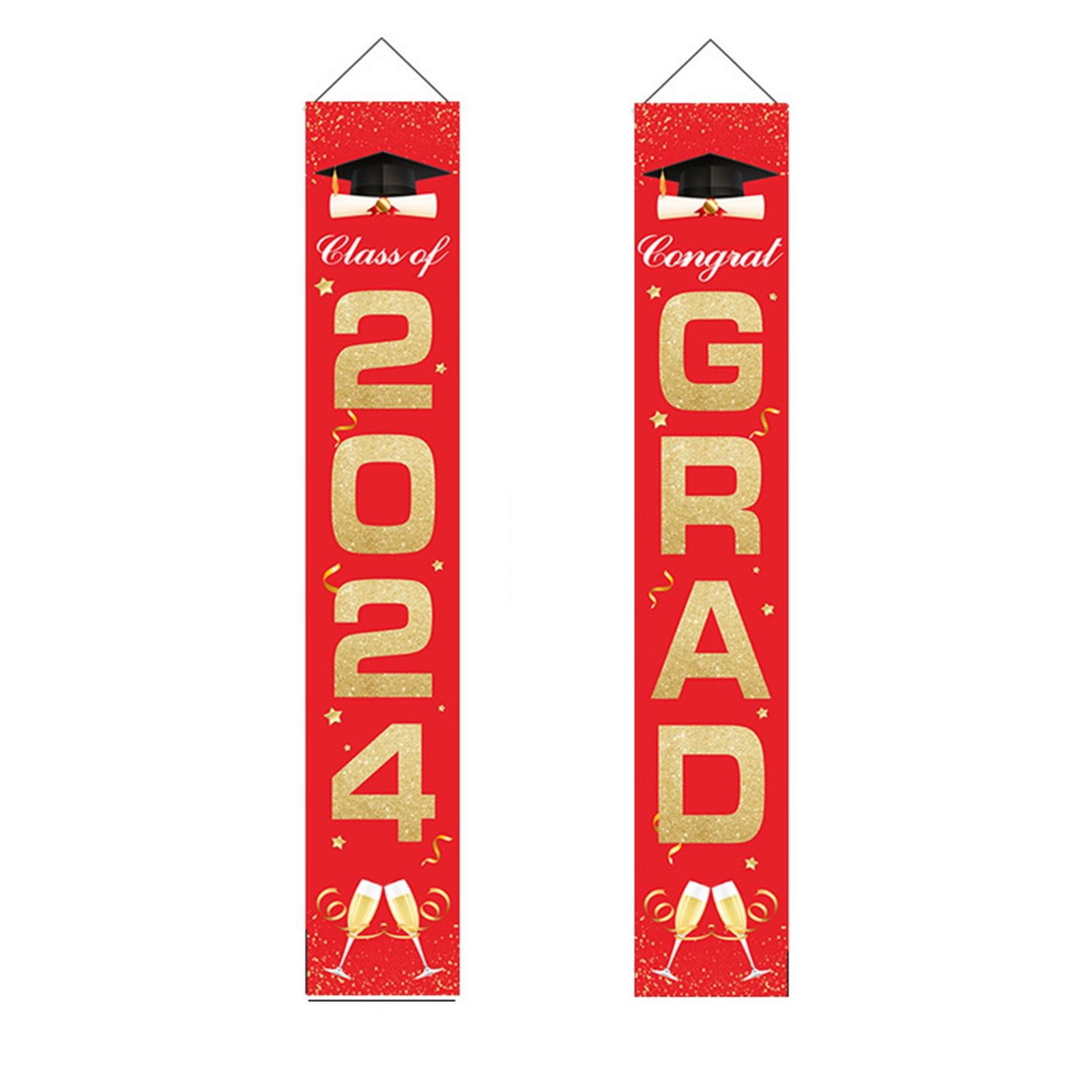 MERILER 2024 Graduation Season Banner Couplet - Black Polyester Door ...