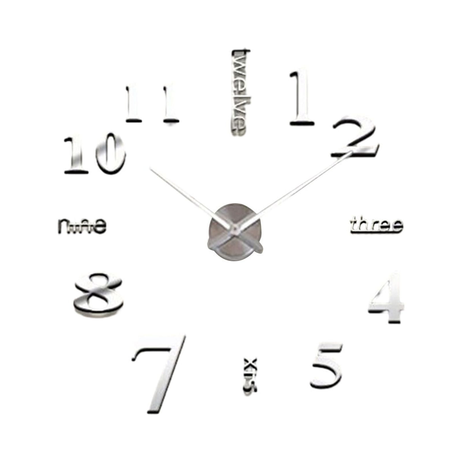 MERILER DIY Mirror Surface Wall Clock Kit with Acrylic Number Sticker ...