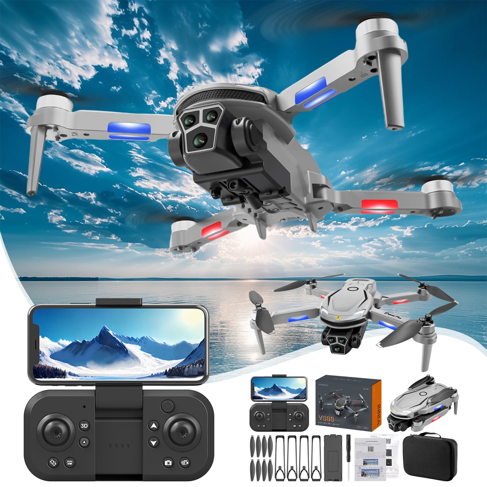 MERILER FPV Drone with ESC Camera, Obstacle Avoidance Quadcopter ...