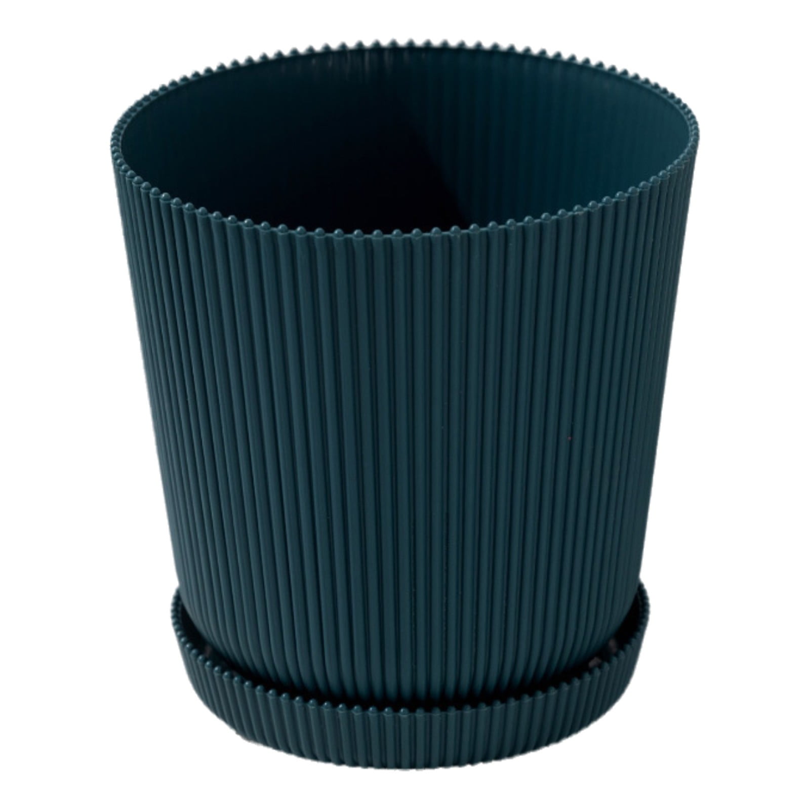 MERILER Green Plastic Plant Pot with Wavy Rim and Tray, Perfect for ...