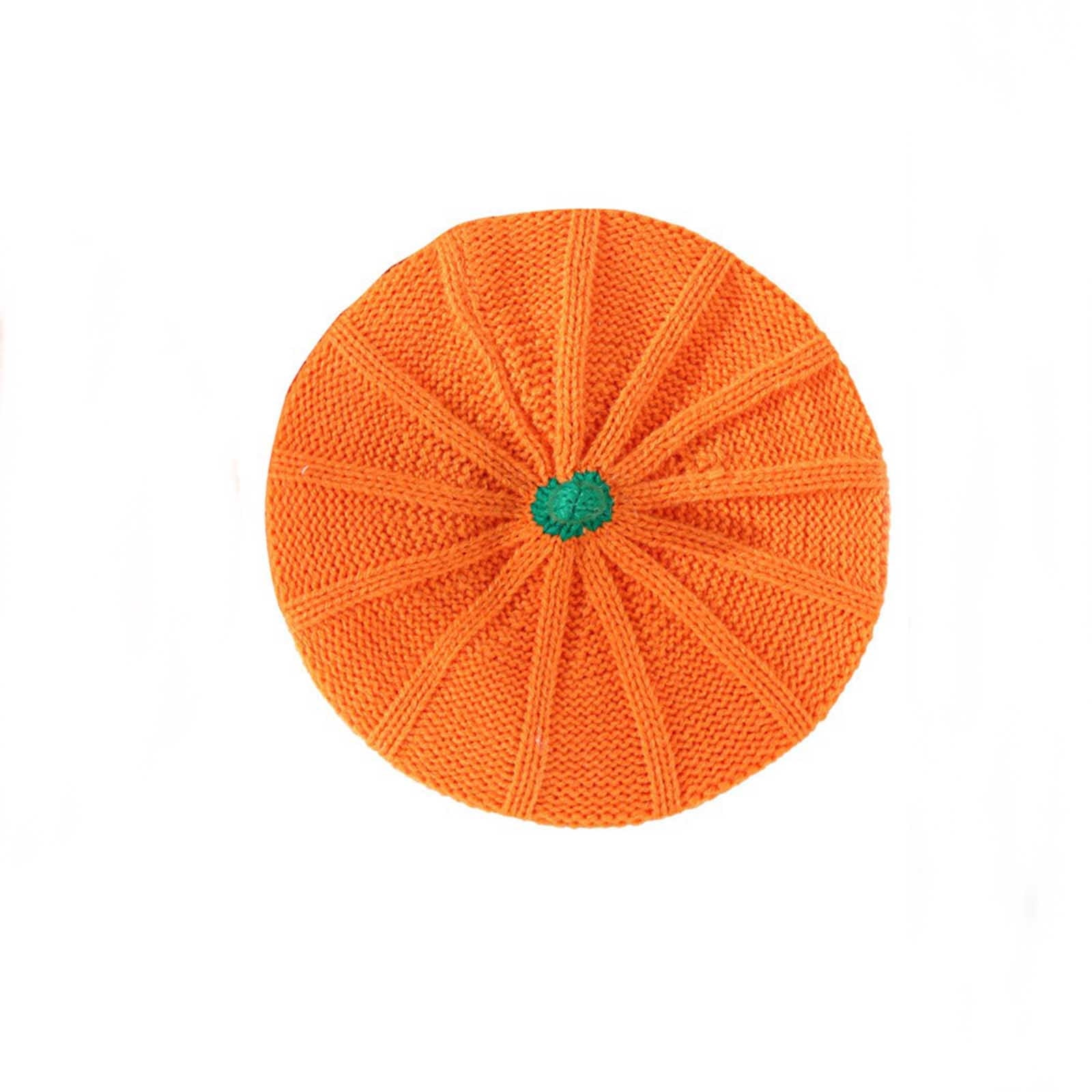 MERILER Halloween Pumpkins Knitted Hat - Warm Beret with Green Stem ...