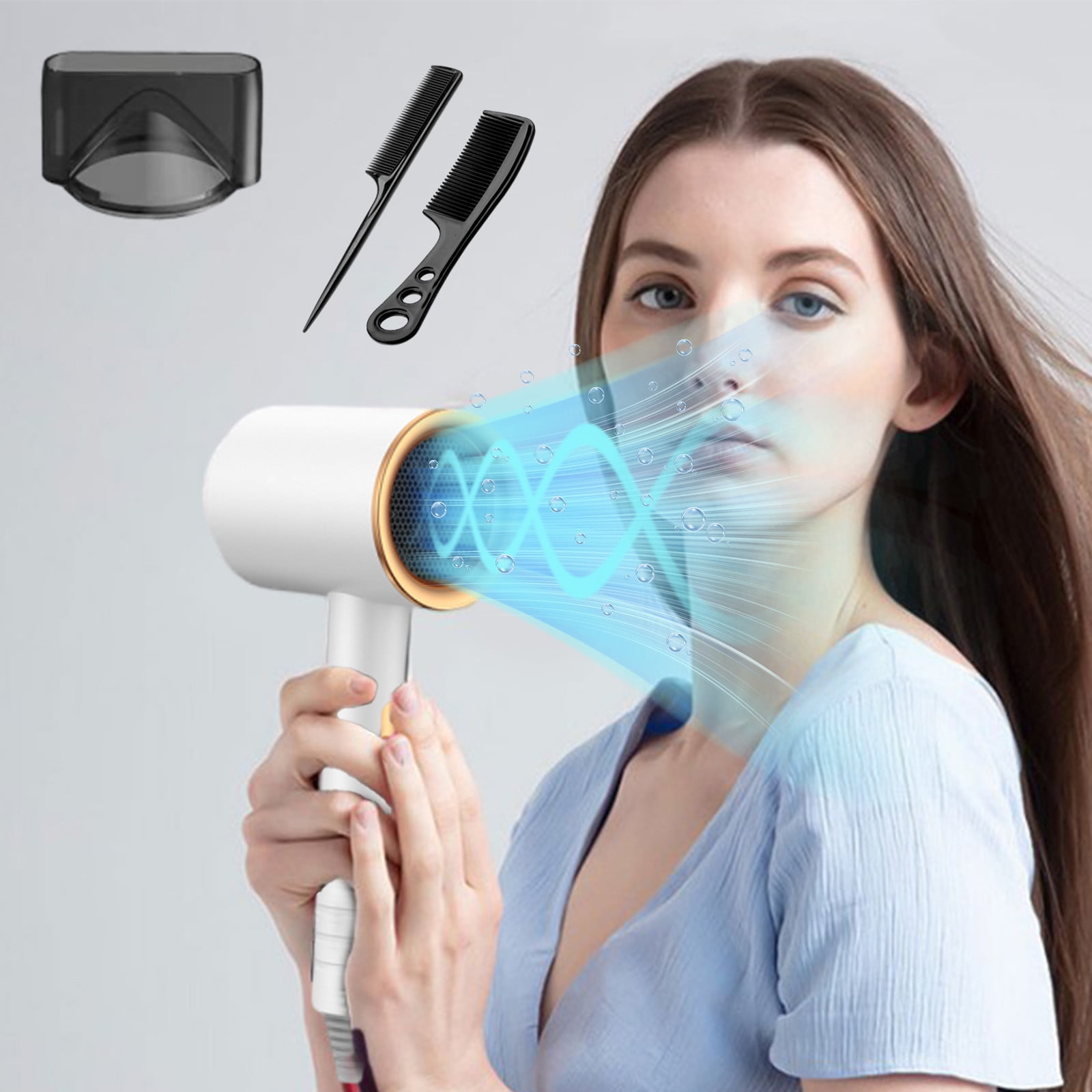 MERILER Professional High-Power Hair Dryer Set with Comb Attachments ...