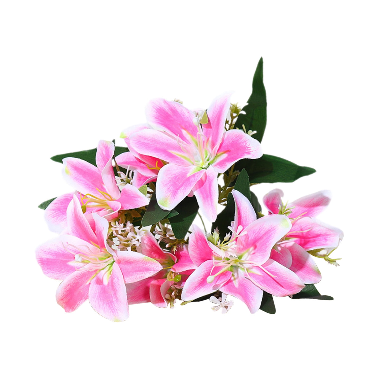 MERILER Realistic Artificial Lily Silk Flower Bouquet - Long-Lasting ...
