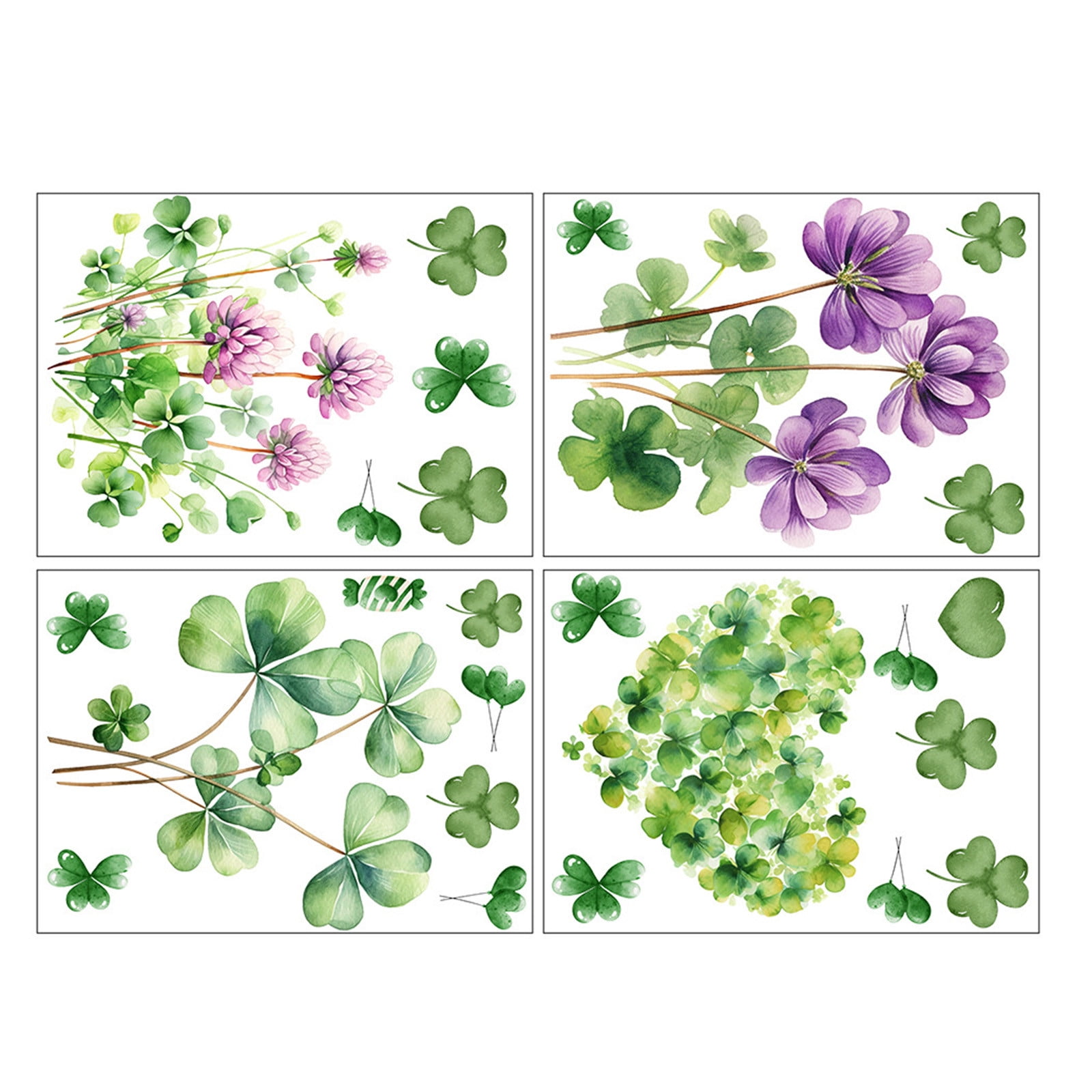 MERILER St. Patrick's Day Floor Decal - Green Four-Leaf Clover Window ...