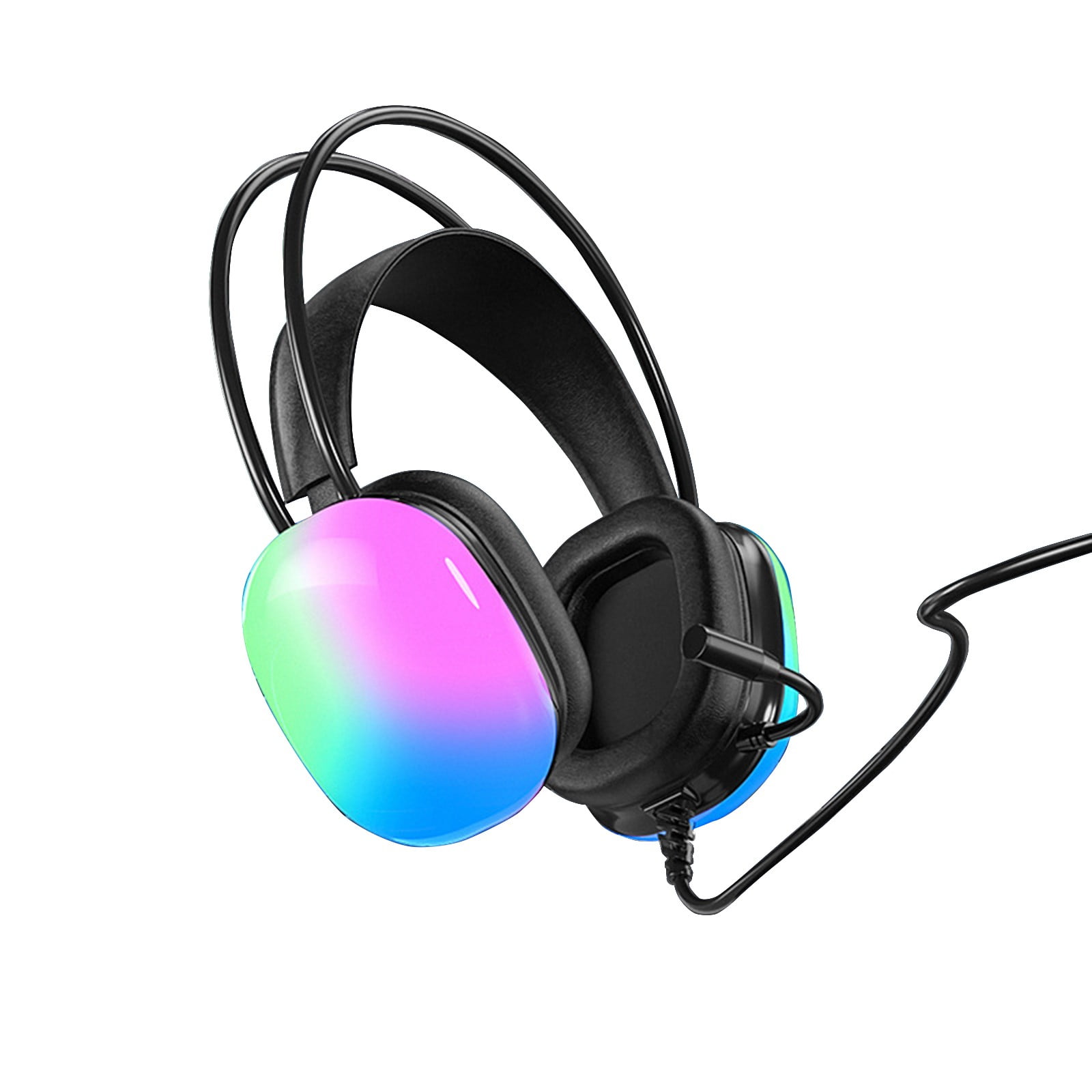 MERILER Surround Sound Wired Gaming Headset with USB Interface RGB Lighting and Detachable Microphone for an Immersive PC Gaming Experience