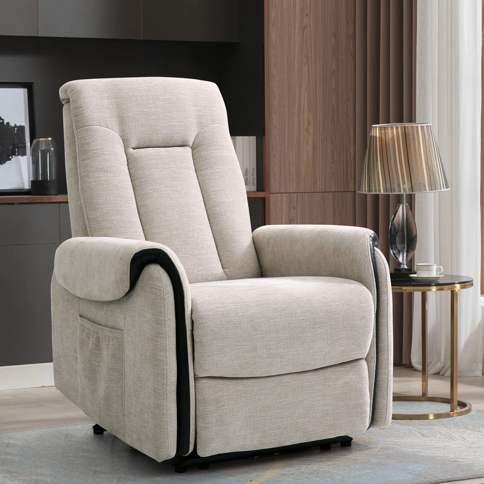 MERITLIFE Massage Recliner Chair, Chenille Fabric Sofa with Lumbar ...
