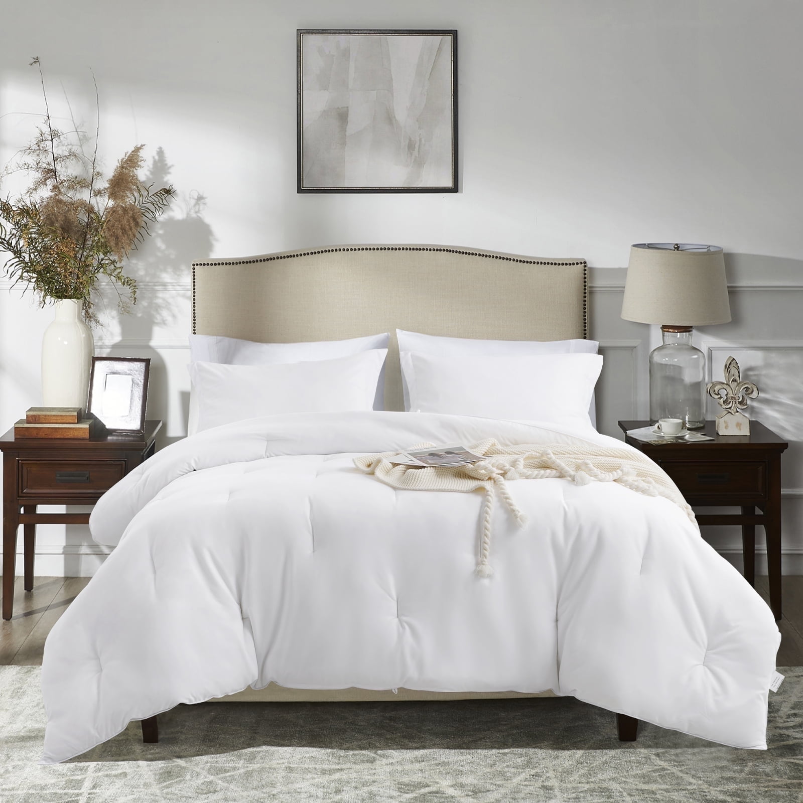 MERITLIFE White Comforter Full Set, Lightweight Plain Bedding ...