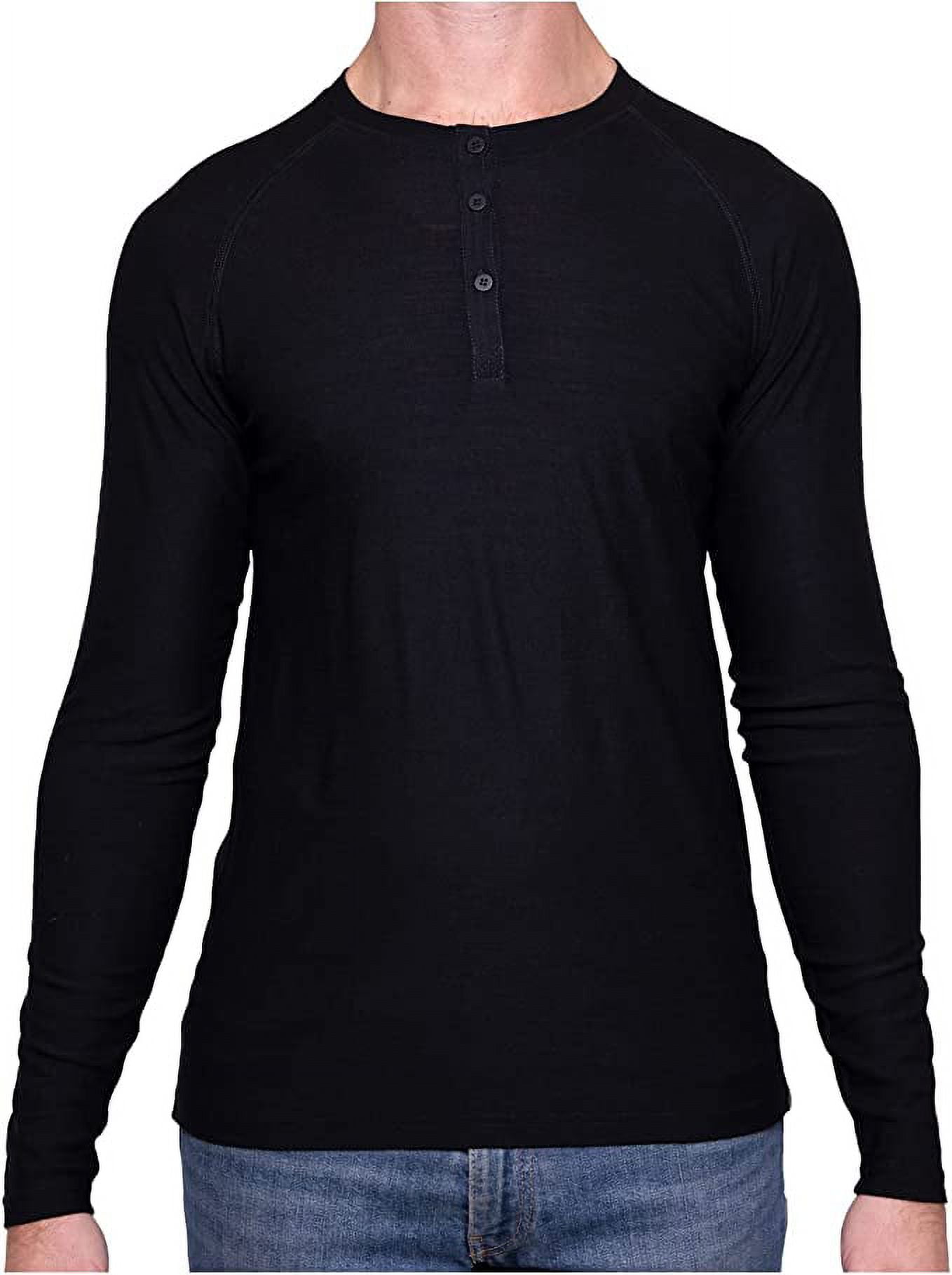 MERIWOOL Men's Base Layer Long Sleeve Henley - Lightweight Merino Wool ...