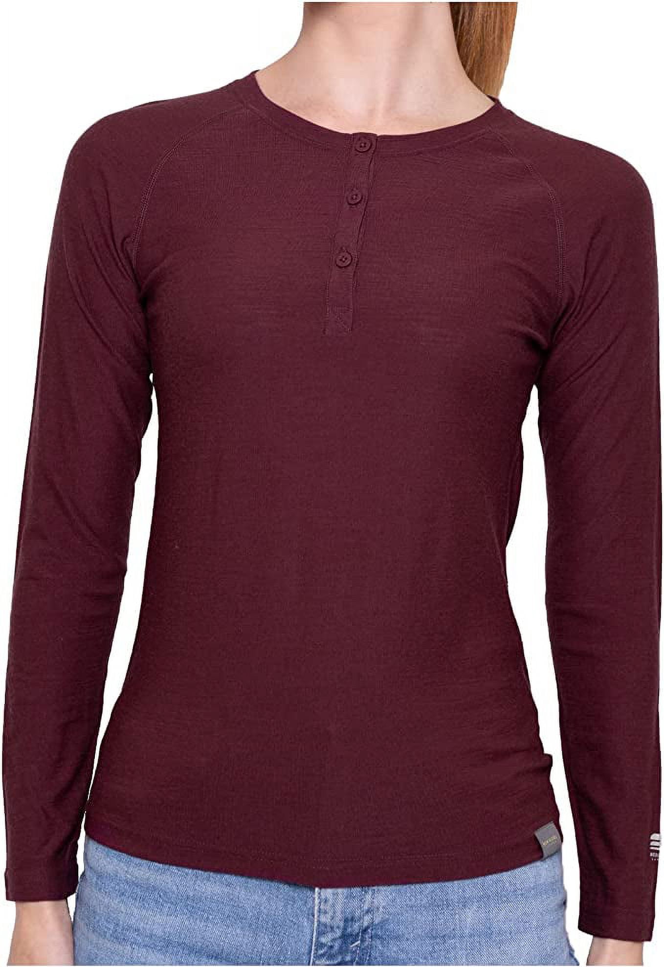 MERIWOOL Women's Base Layer Long Sleeve Henley - Lightweight Merino ...