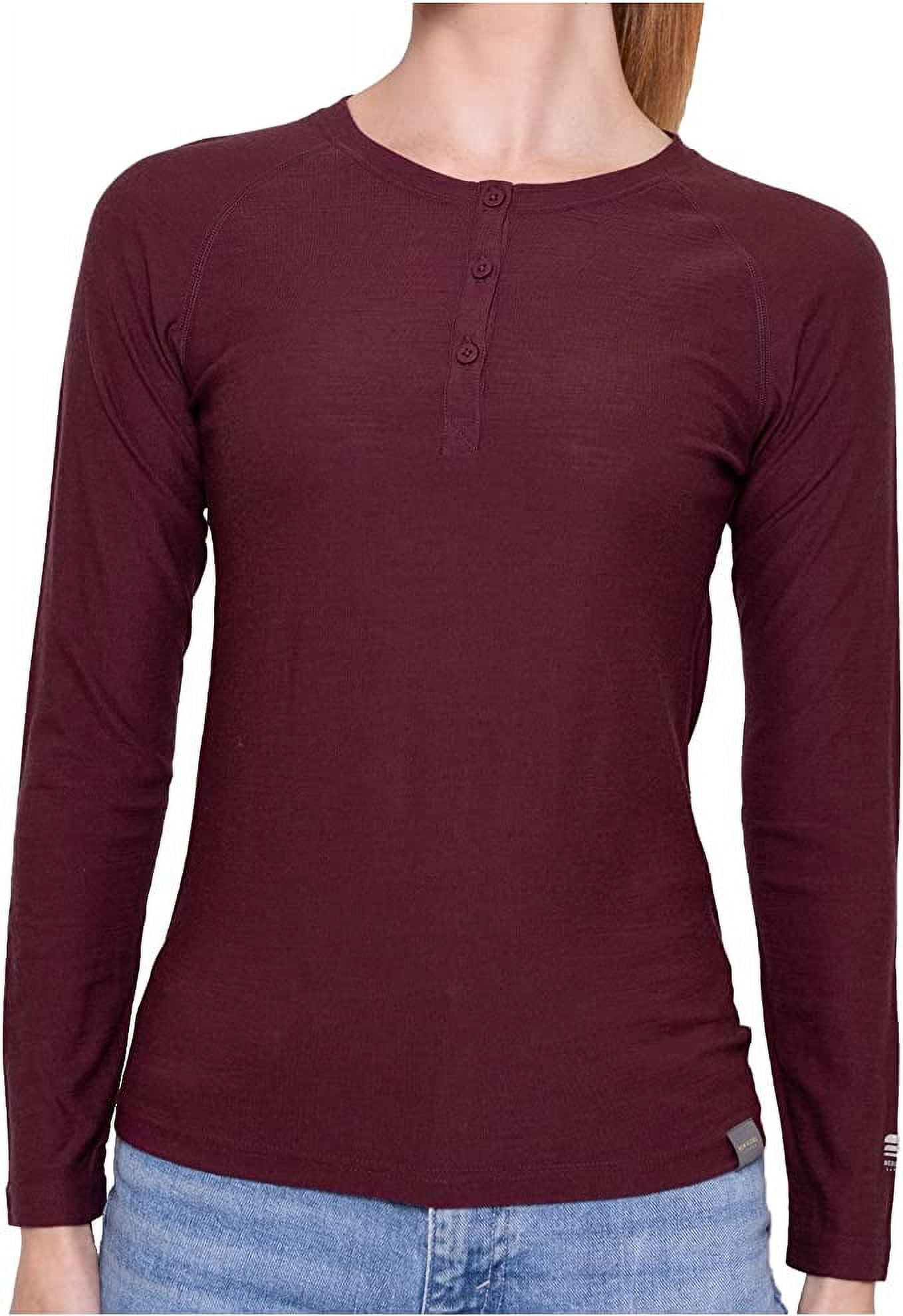 MERIWOOL Women's Base Layer Long Sleeve Henley - Lightweight Merino ...