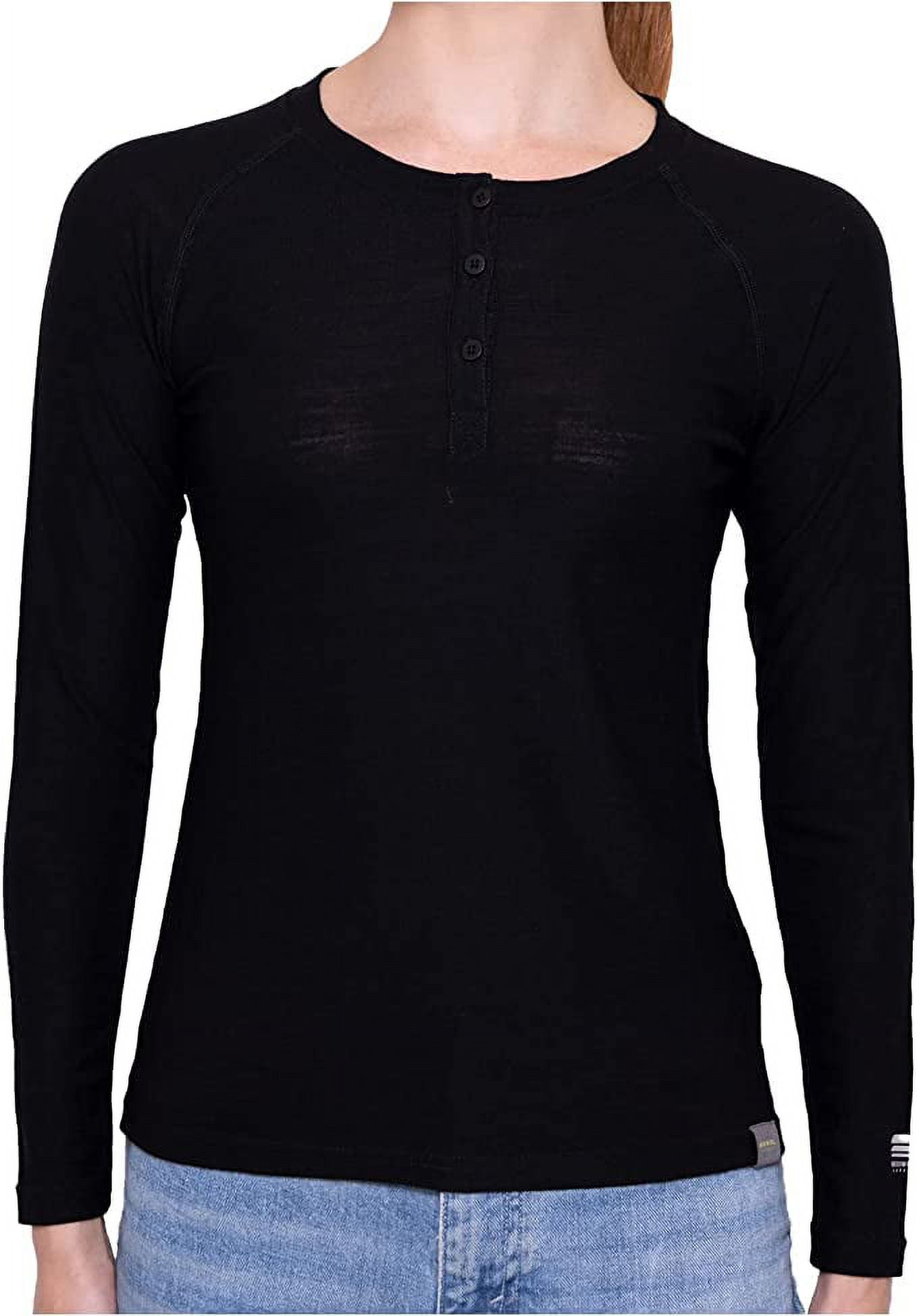 MERIWOOL Women's Base Layer Long Sleeve Henley - Lightweight Merino ...
