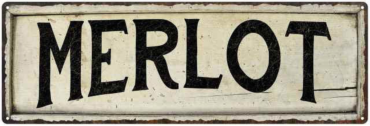 MERLOT Farmhouse Style Wood Look Sign Gift 6x18 Metal Decor ...