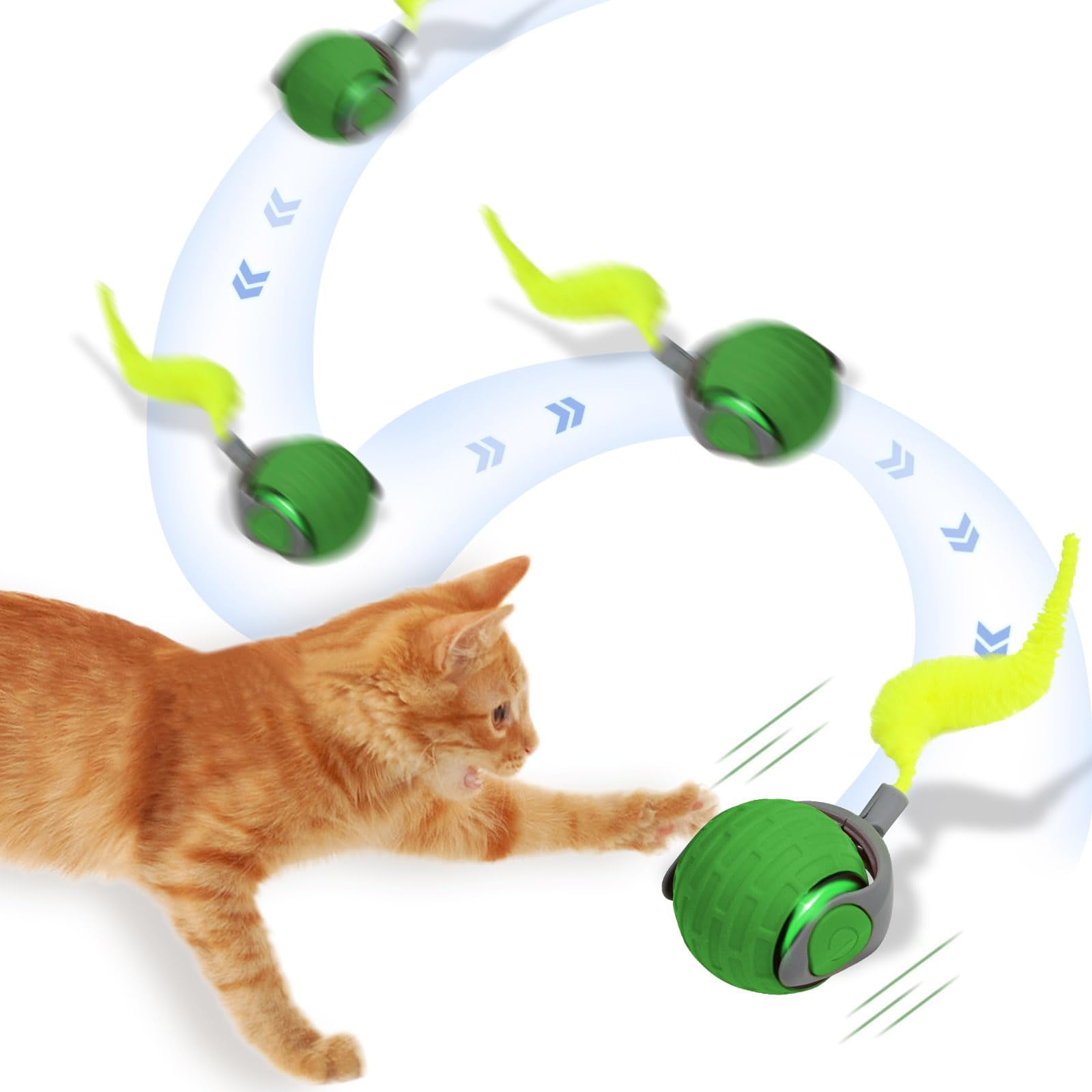 MERNEUO Interactive Cat Toy Balls, Motion Activated Rolling Ball with ...