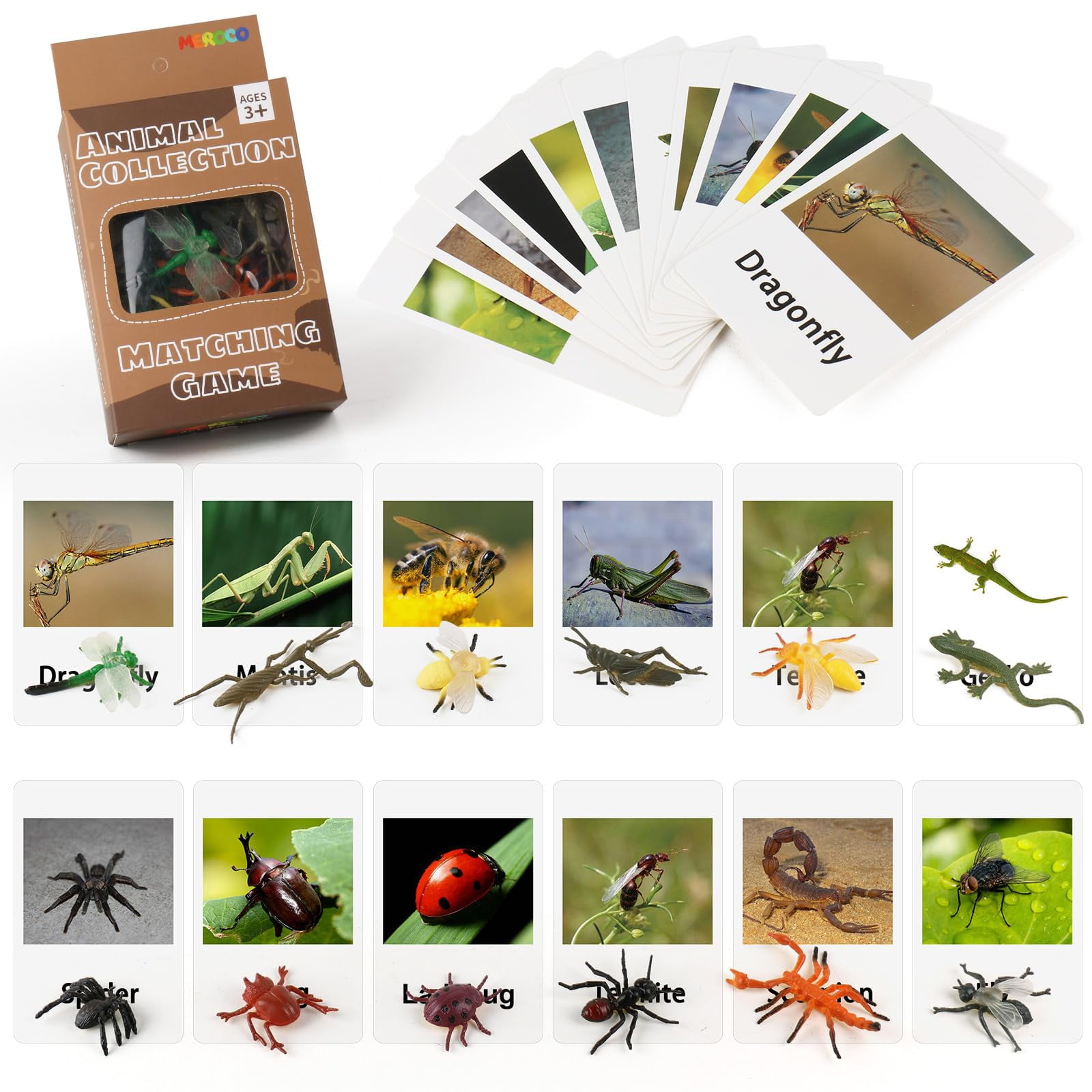 MEROCO Montessori Animal Match TMA2 - Insect Animal Figurines with ...