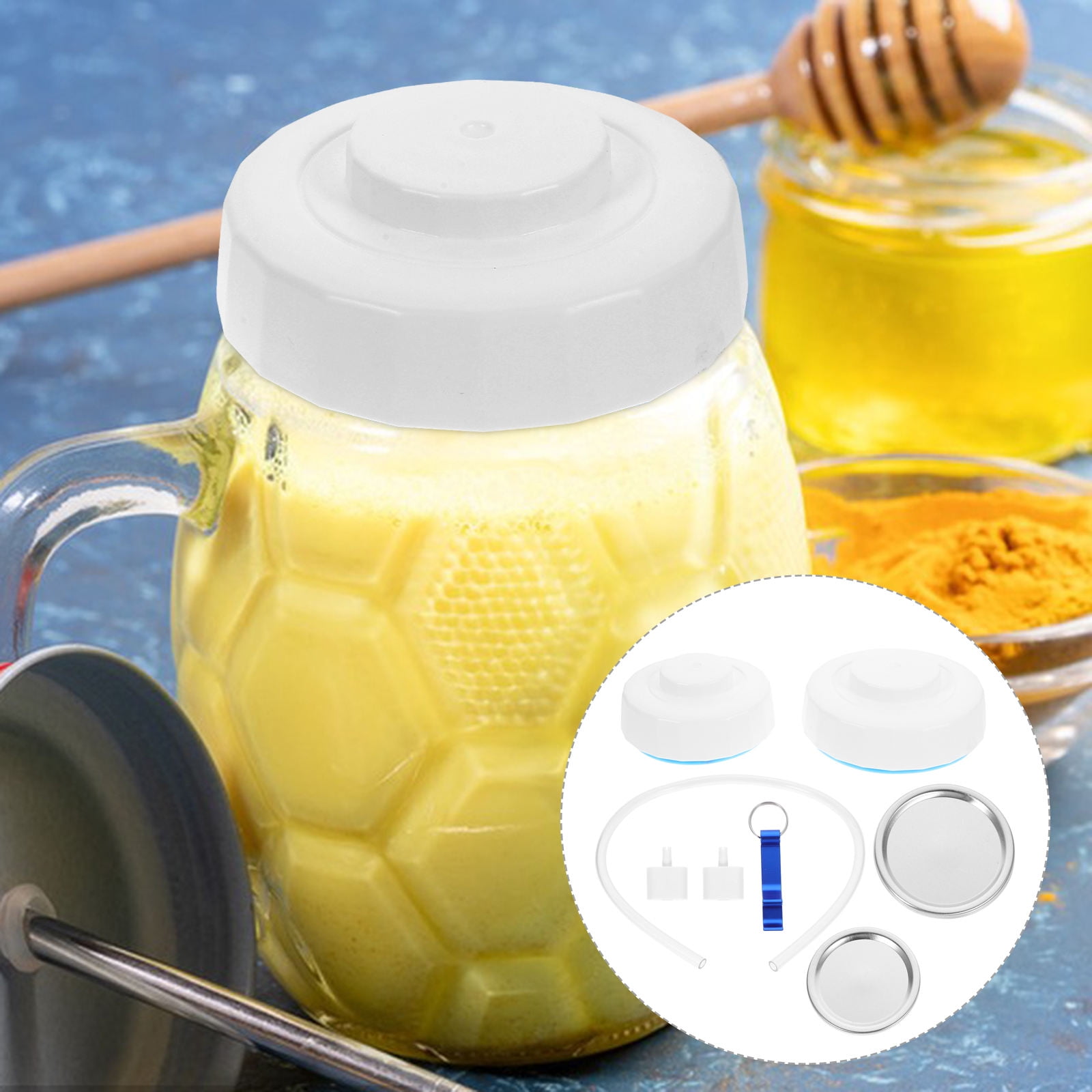 MERRYHAPY 1 Set Vacuum Sealer Lids For Jars White Round Stainless Steel ...