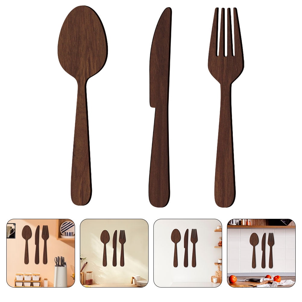 Rustic Farmhouse Fork and Spoon Wall Decor Wooden Kitchen Utensils Sign ...