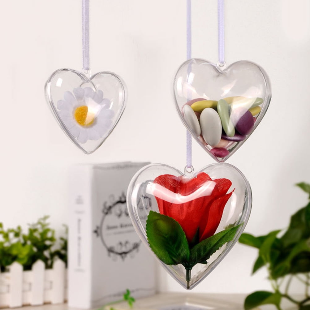 MERRYHAPY 10Pcs Fillable Plastic Heart Shaped Balls Transparent Wedding ...