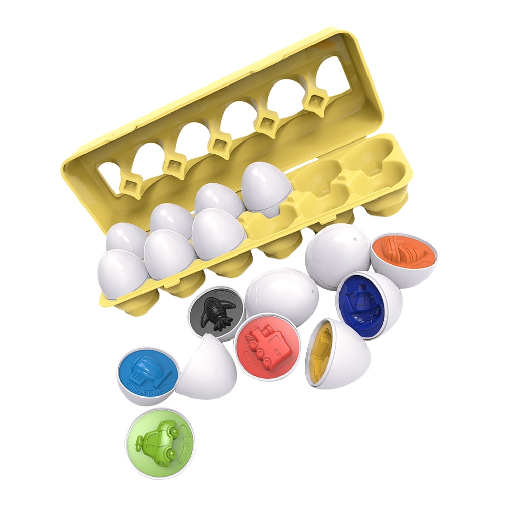 MERRYHAPY 12Pcs Kids Matching Eggs Transport Vehicle Toys Plastic Egg ...