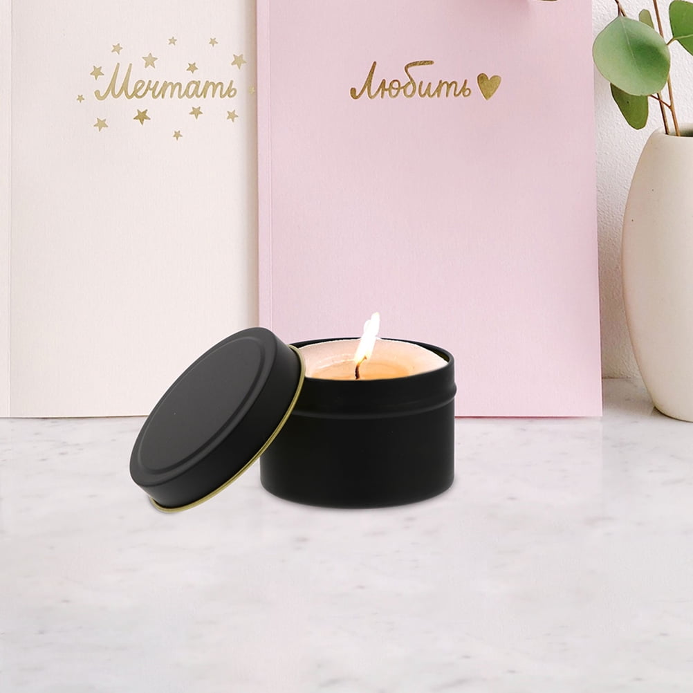 MERRYHAPY Black Metal Candle Containers Round Storage Tins 18pcs ...
