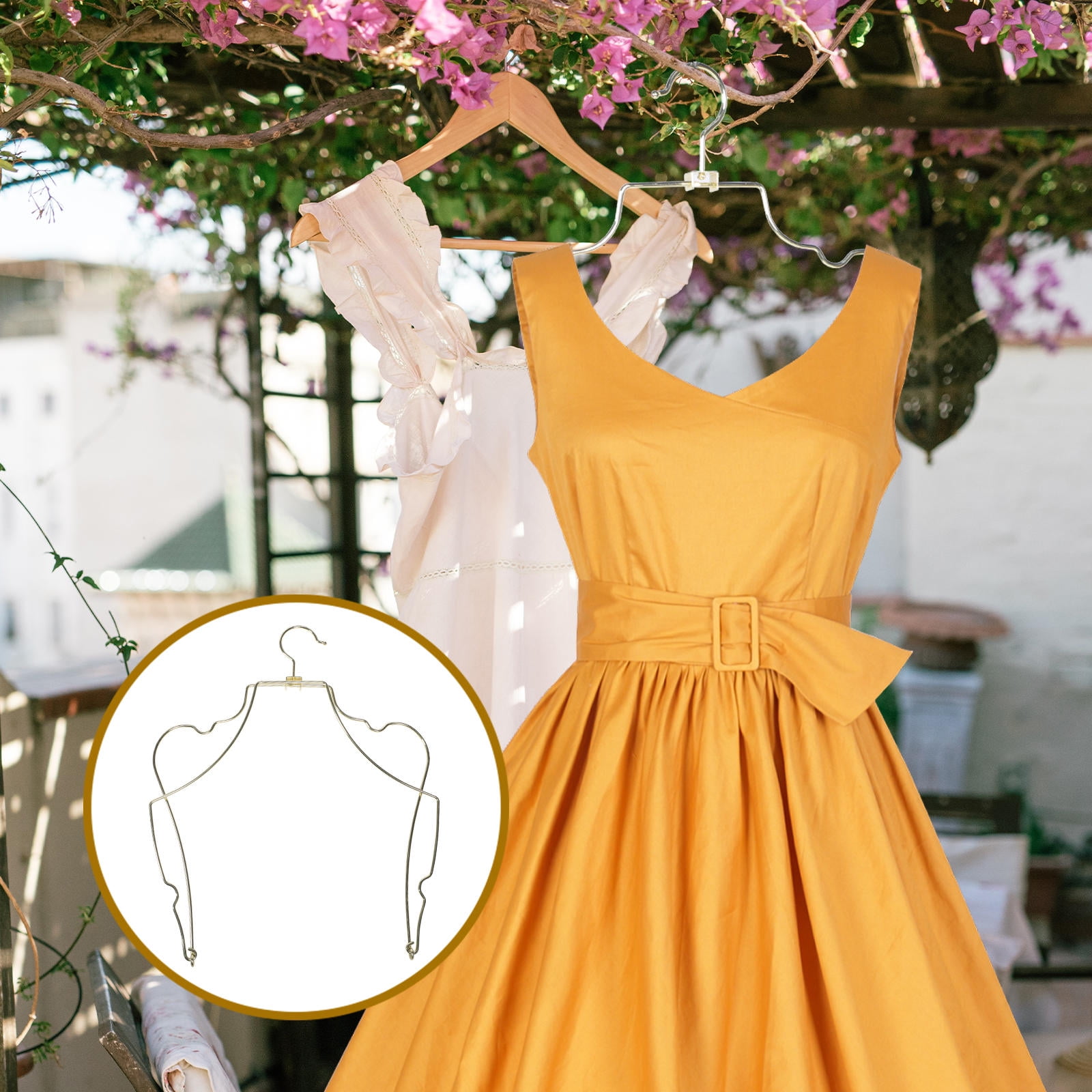 MERRYHAPY 1Pack Lingerie Hanger Golden Metal Wire Body Shape Anti Slip ...