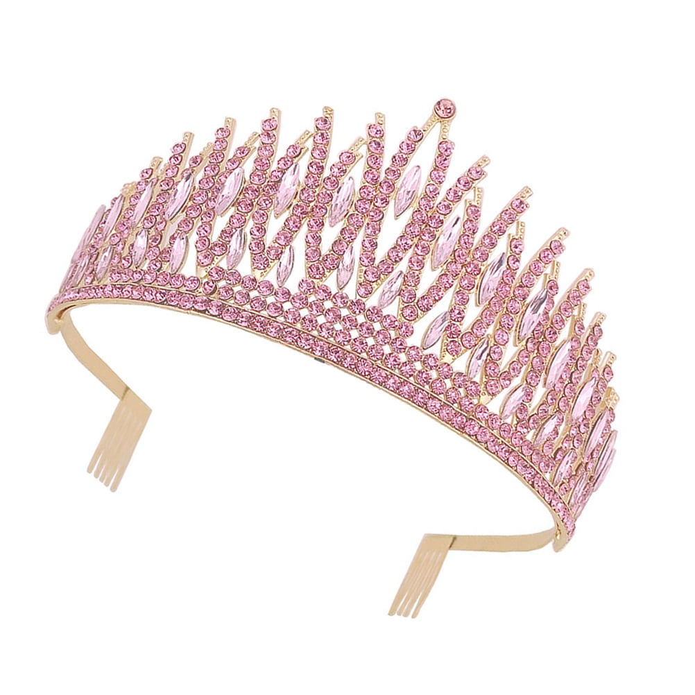 MERRYHAPY 1Pack Pink Zinc Alloy Bridal Tiara Rhinestone Crown for Women ...