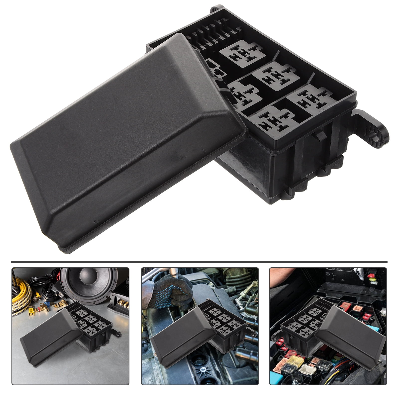 MERRYHAPY Black 6-Way Fuse Organizer Auto Fuse Block for 12V and 24V ...