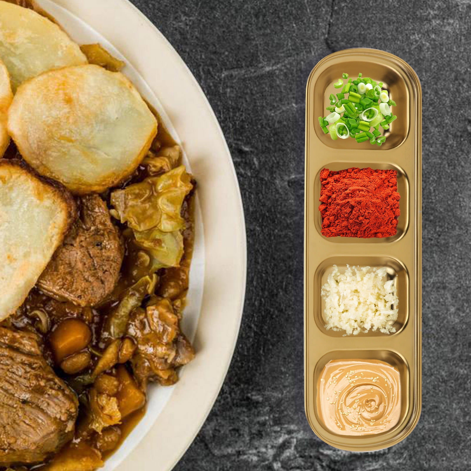 MERRYHAPY 1Pc Four Compartment Serving Dish For Dipping Sauces With ...