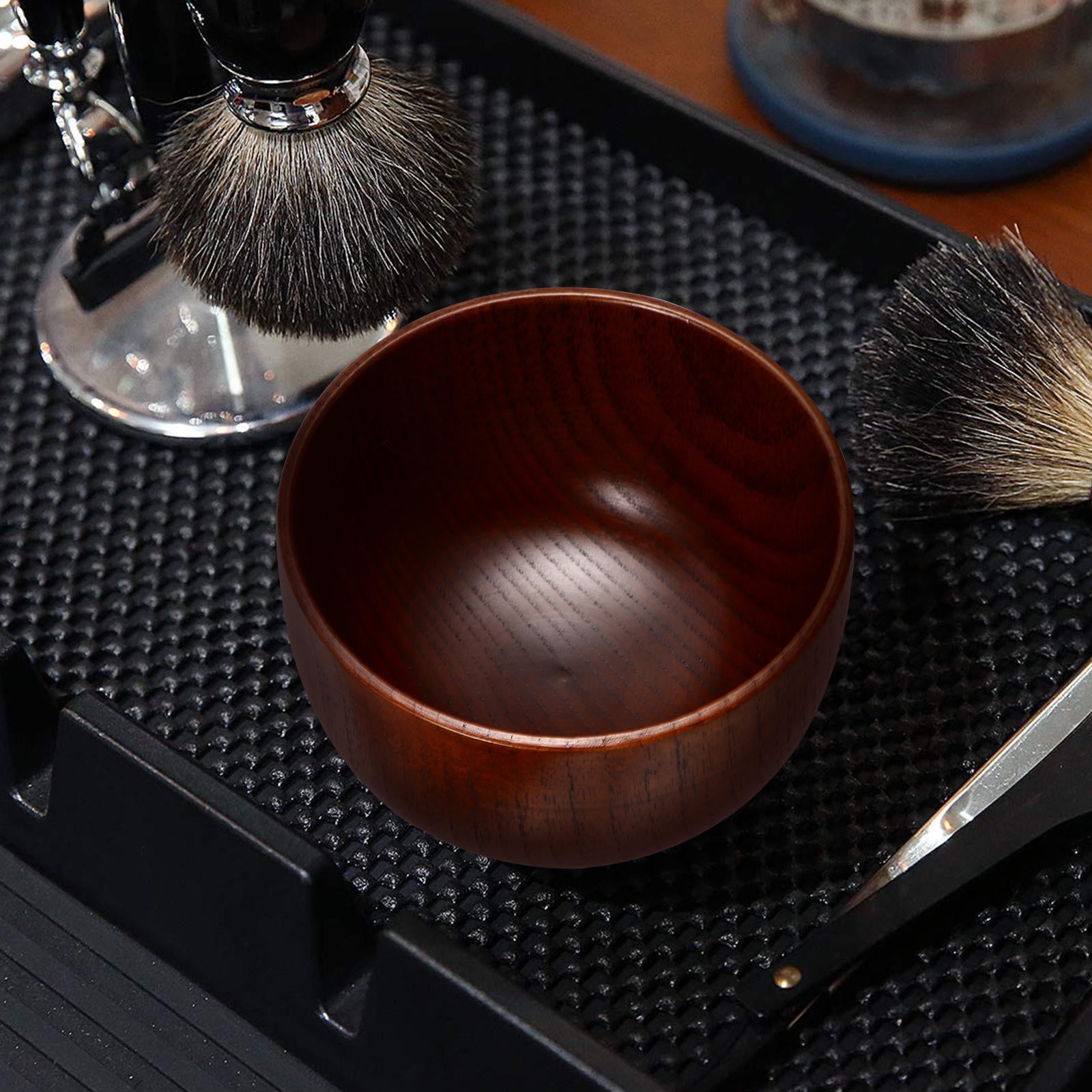 MERRYHAPY 1Pcs Small Shaving Bowl for Men 3.73x3.73x2.75in Brown Wood ...