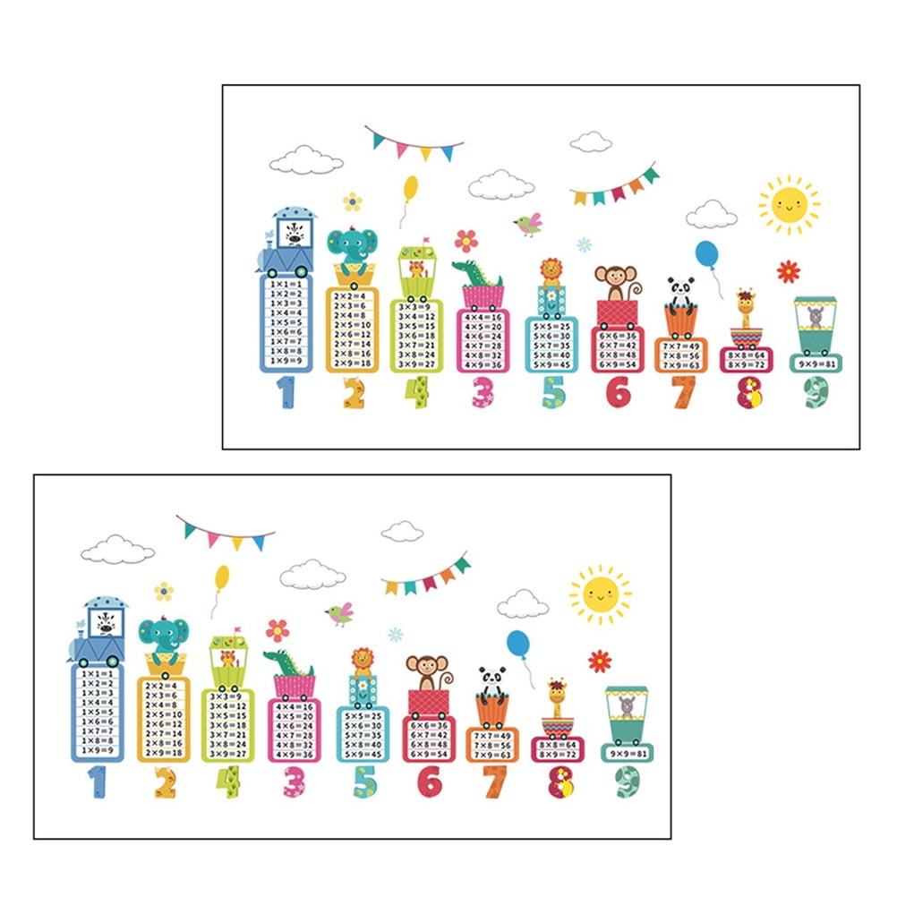 MERRYHAPY 2-Pack Multiplication Chart Stickers, Assorted Color PVC Wall ...
