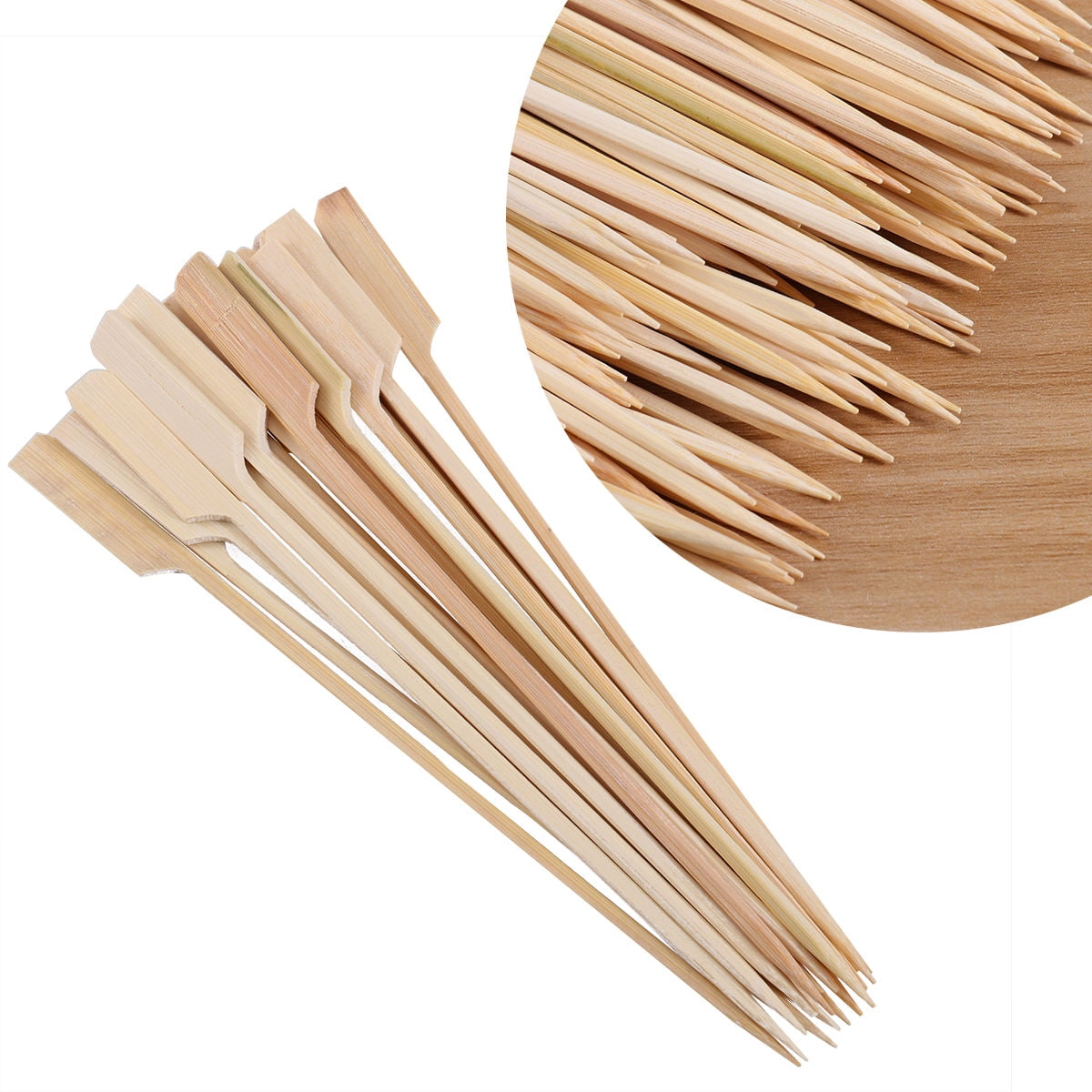 MERRYHAPY 200Pack Paddle Skewers Beige Color for Barbecue and Holding ...
