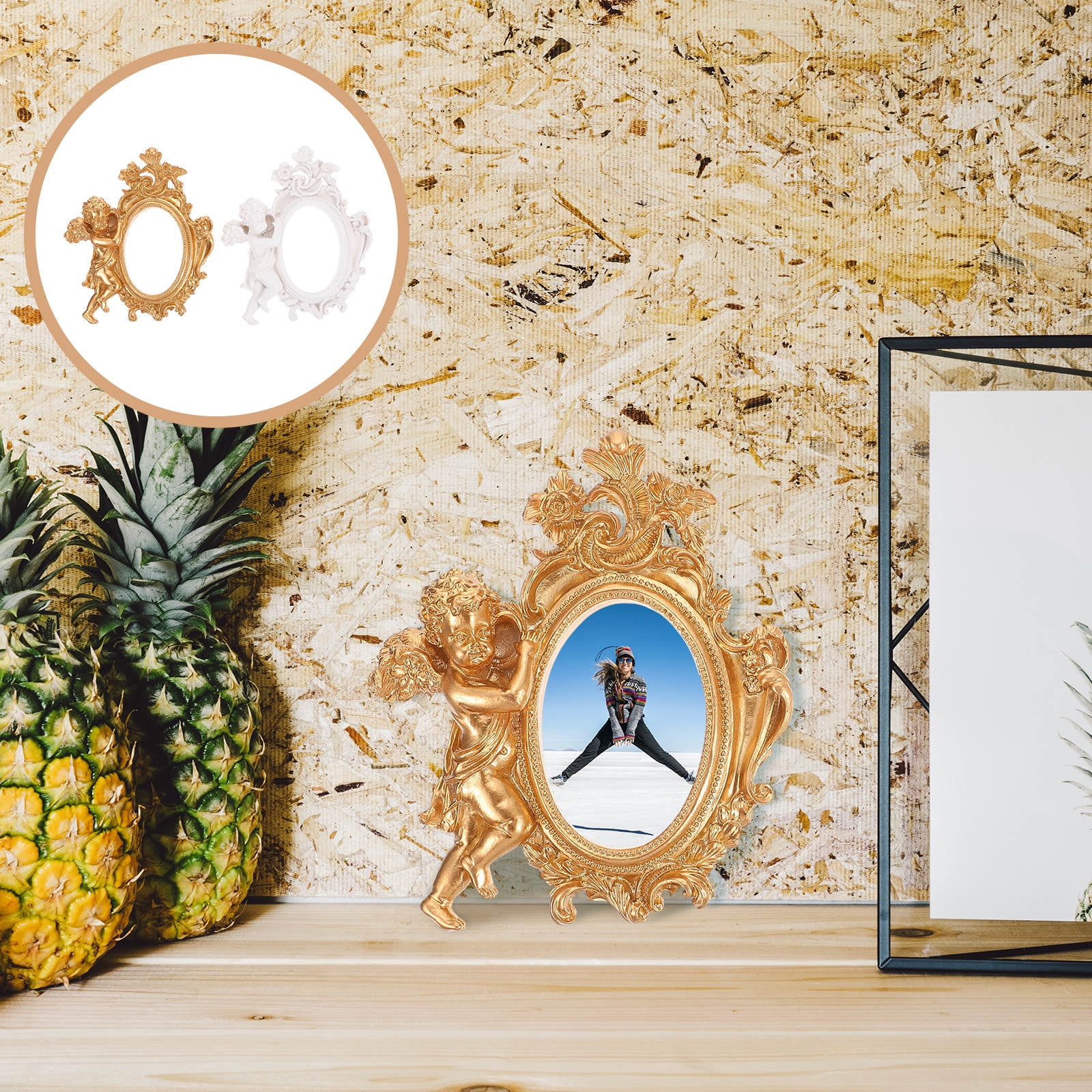 MERRYHAPY 2Pack Mini Vintage Frames Resin Composition Golden White ...