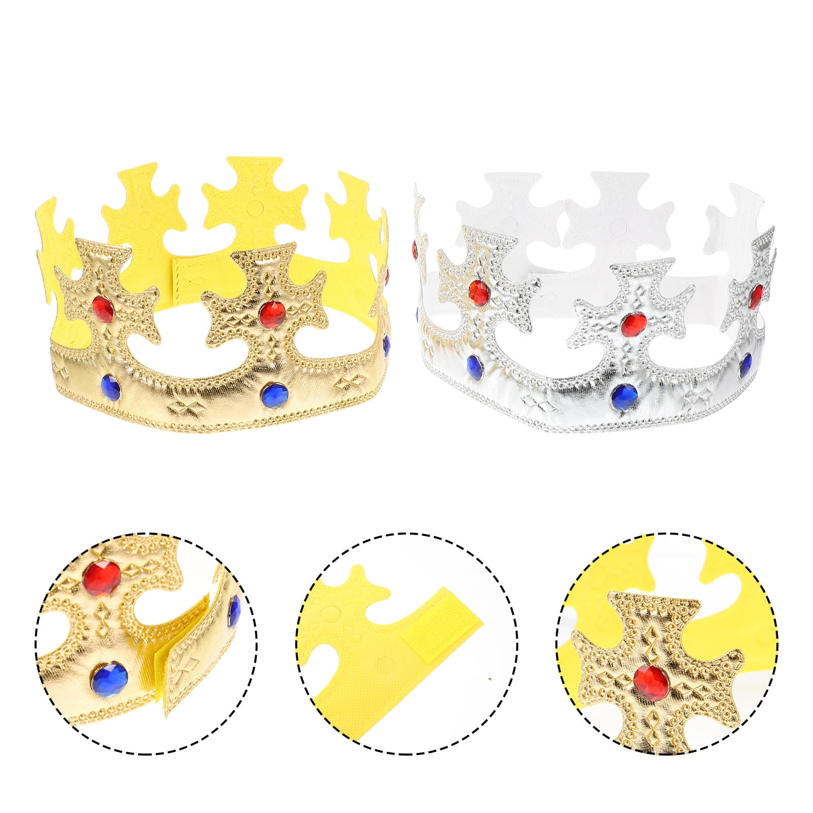 MERRYHAPY 2Set Silver Round Cloth Crown Dress Up Crowns for Children ...