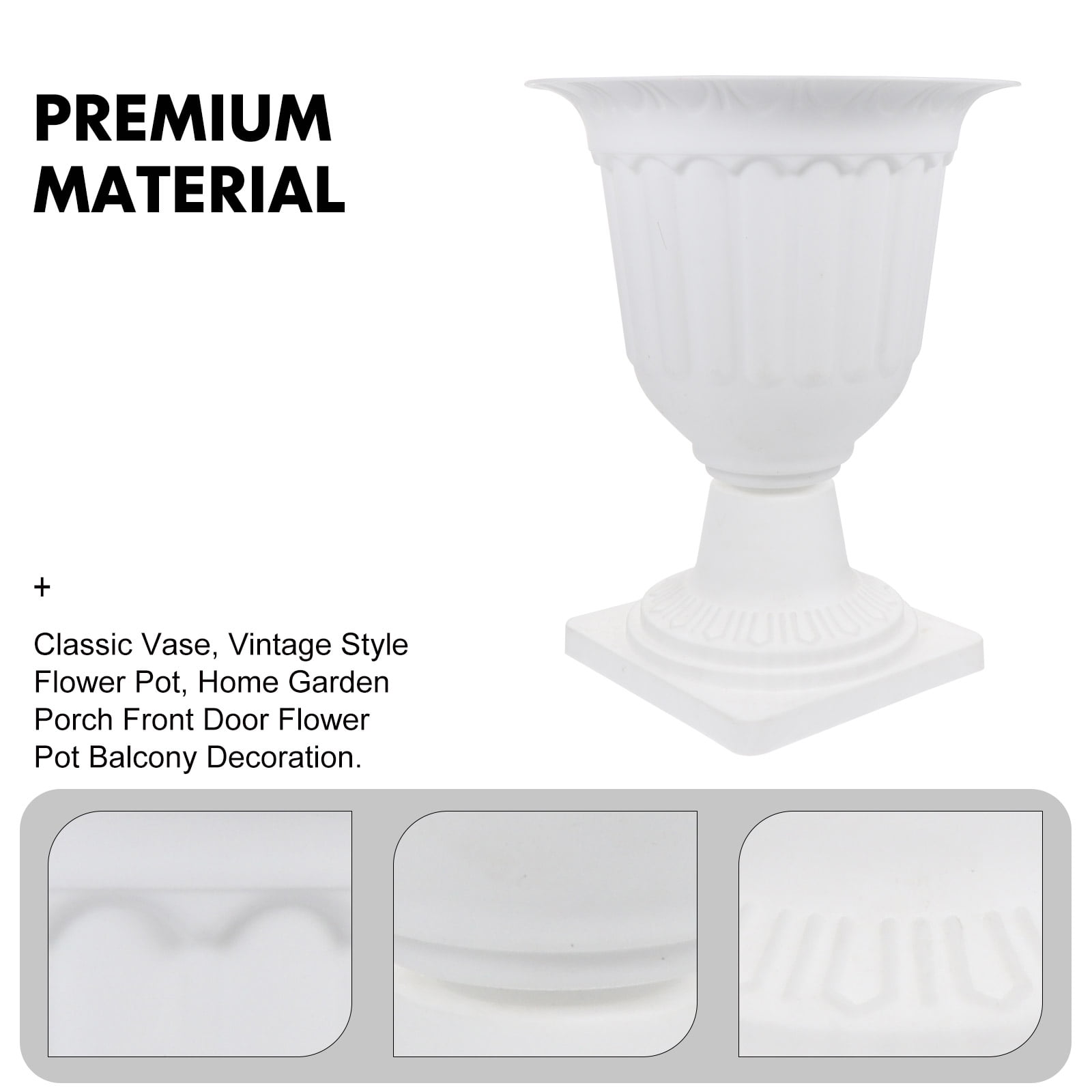 MERRYHAPY 2pcs Tall White Urn Flower Pots Roman Column Pedestal for ...