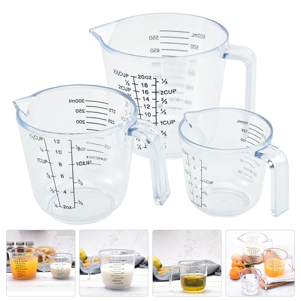 MERRYHAPY 3Pcs Clear Measuring Cups for Liquids Cylindrical Graduated ...
