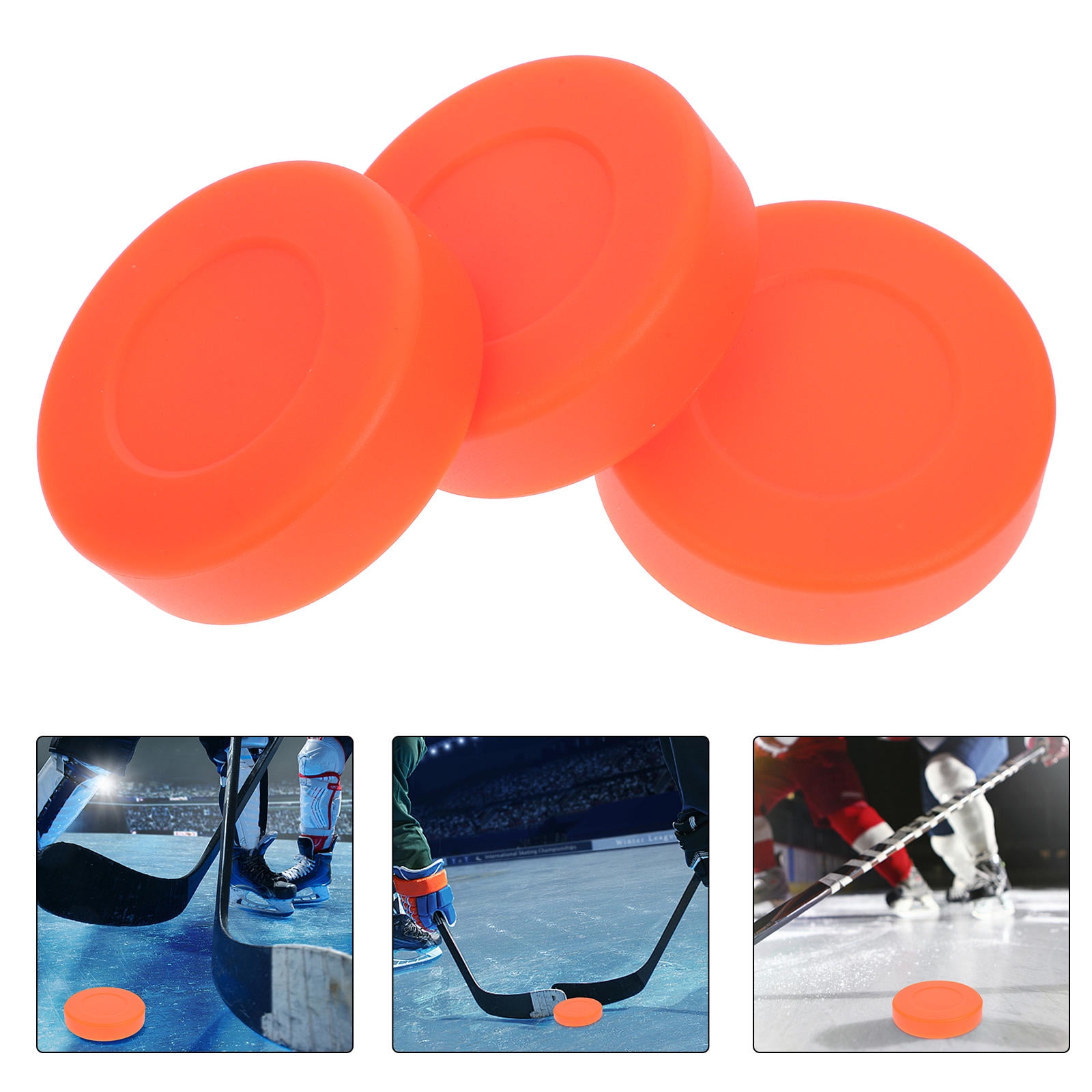 MERRYHAPY Official Plastic Orange Hockey Puck 3Set Roller Hockey ...
