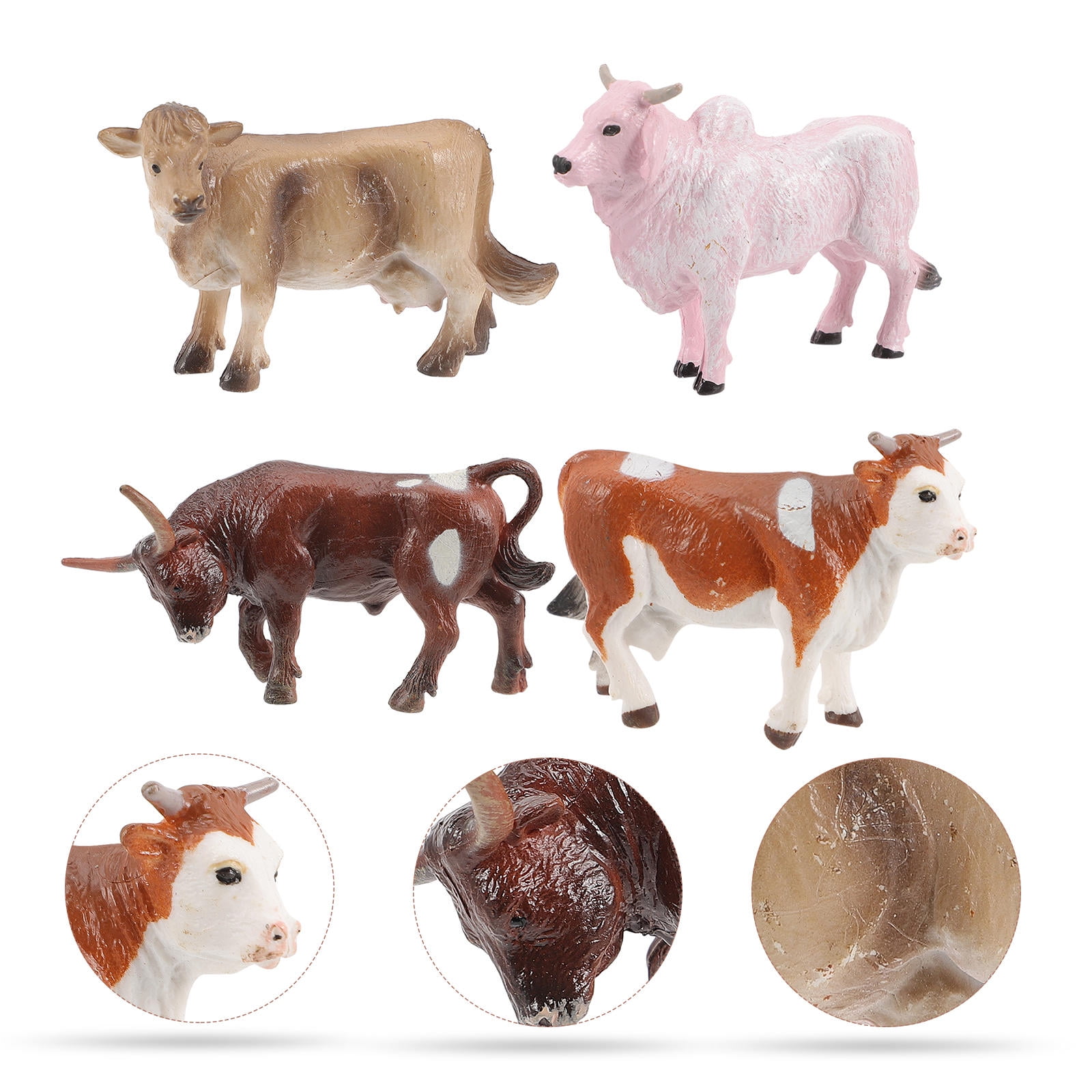 MERRYHAPY Small Toy Cow Set 4pcs Plastic Decorative Figurines for Home ...