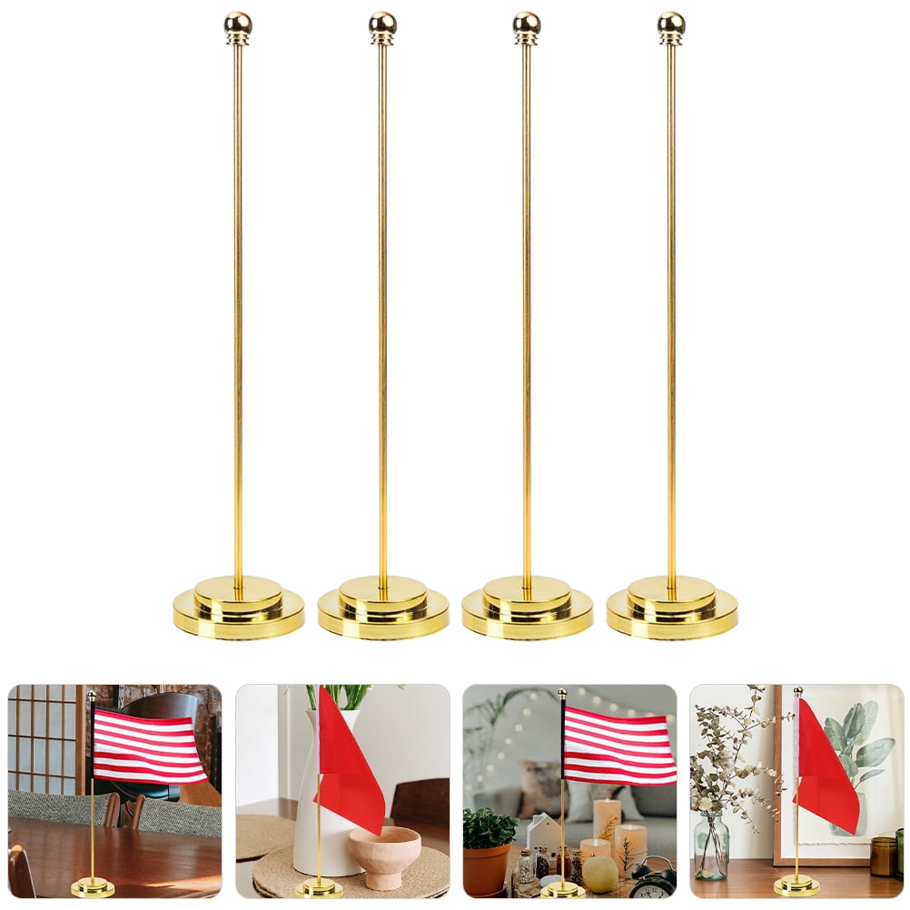 MERRYHAPY 4pcs Flag Stand Base Iron Rectangular Portable Design Banner ...