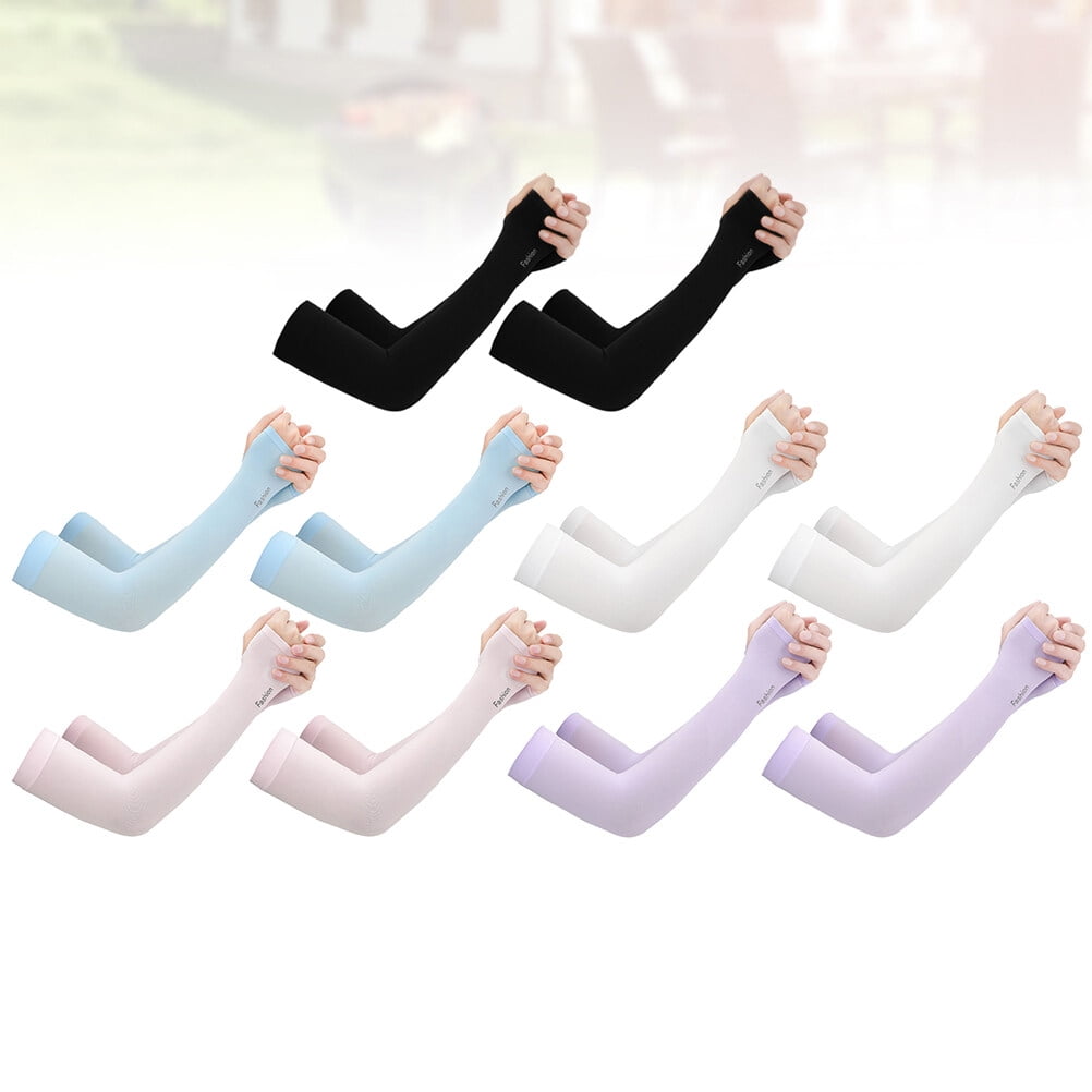 MERRYHAPY 5 Pairs Cooling Arm Sleeve White Nylon for Basketball and ...