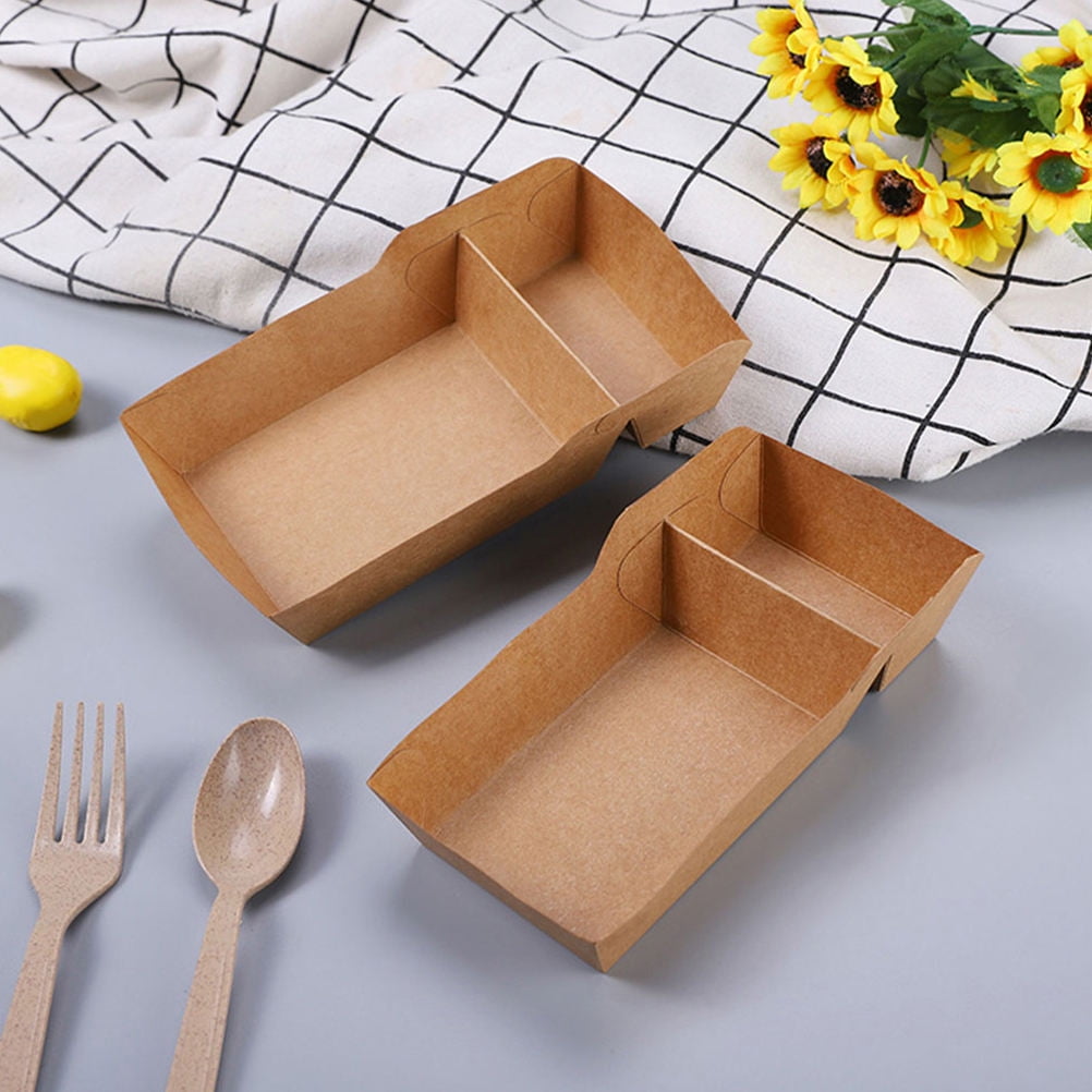 MERRYHAPY 50pcs Dual Compartments Paper Snack Box Disposable Ice Cream ...