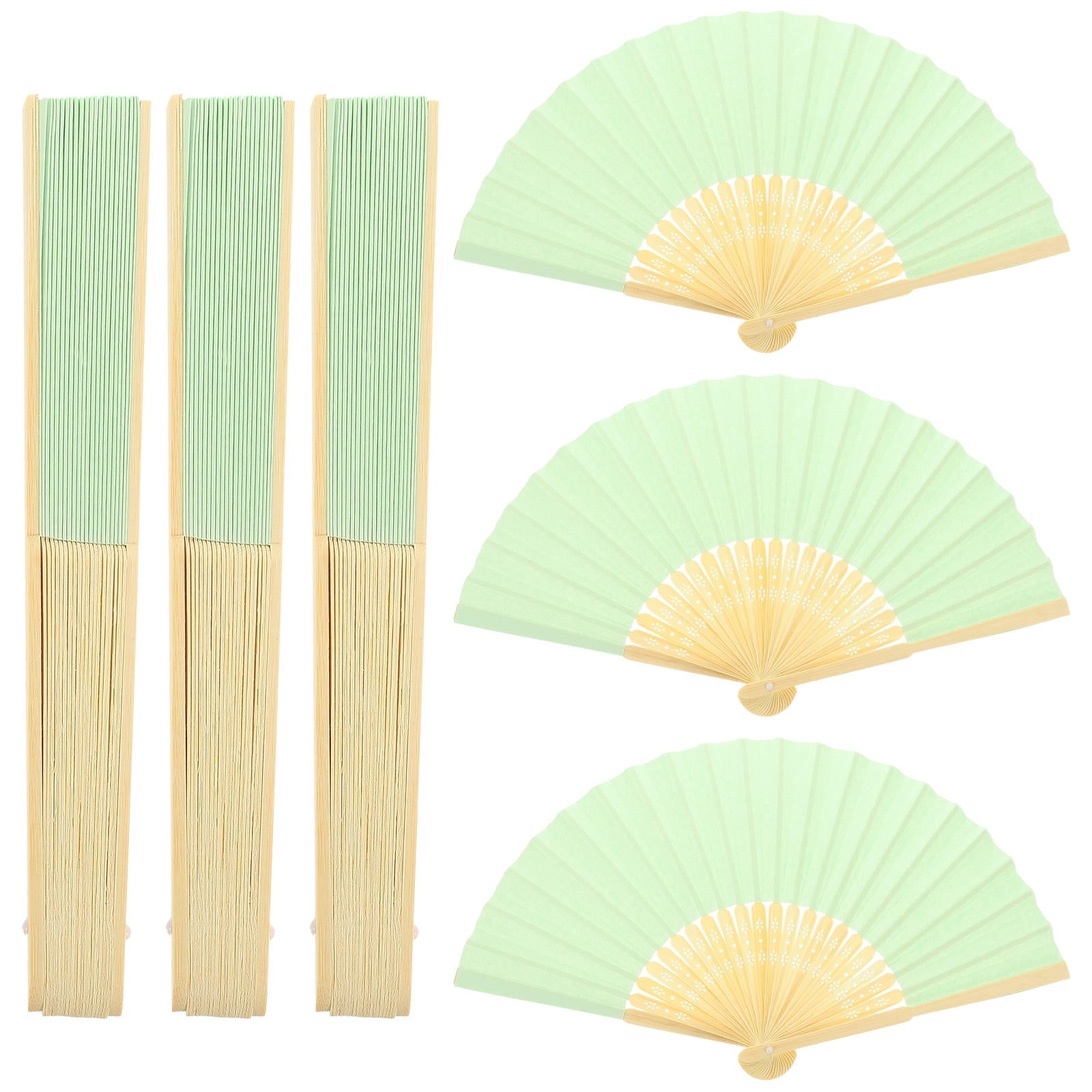 MERRYHAPY 6Pcs Simple Vintage Hand Held Fan with Bamboo and Paper for ...