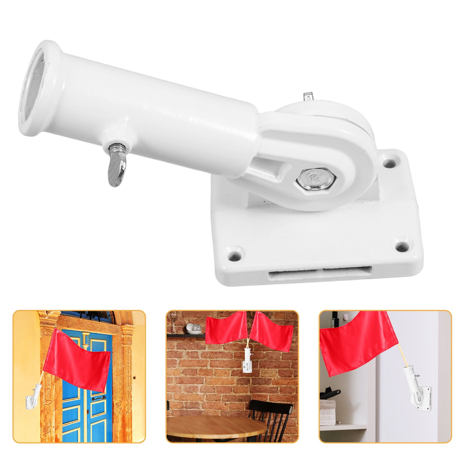 MERRYHAPY Adjustable White Aluminum Alloy Flag Pole Bracket Outdoor ...