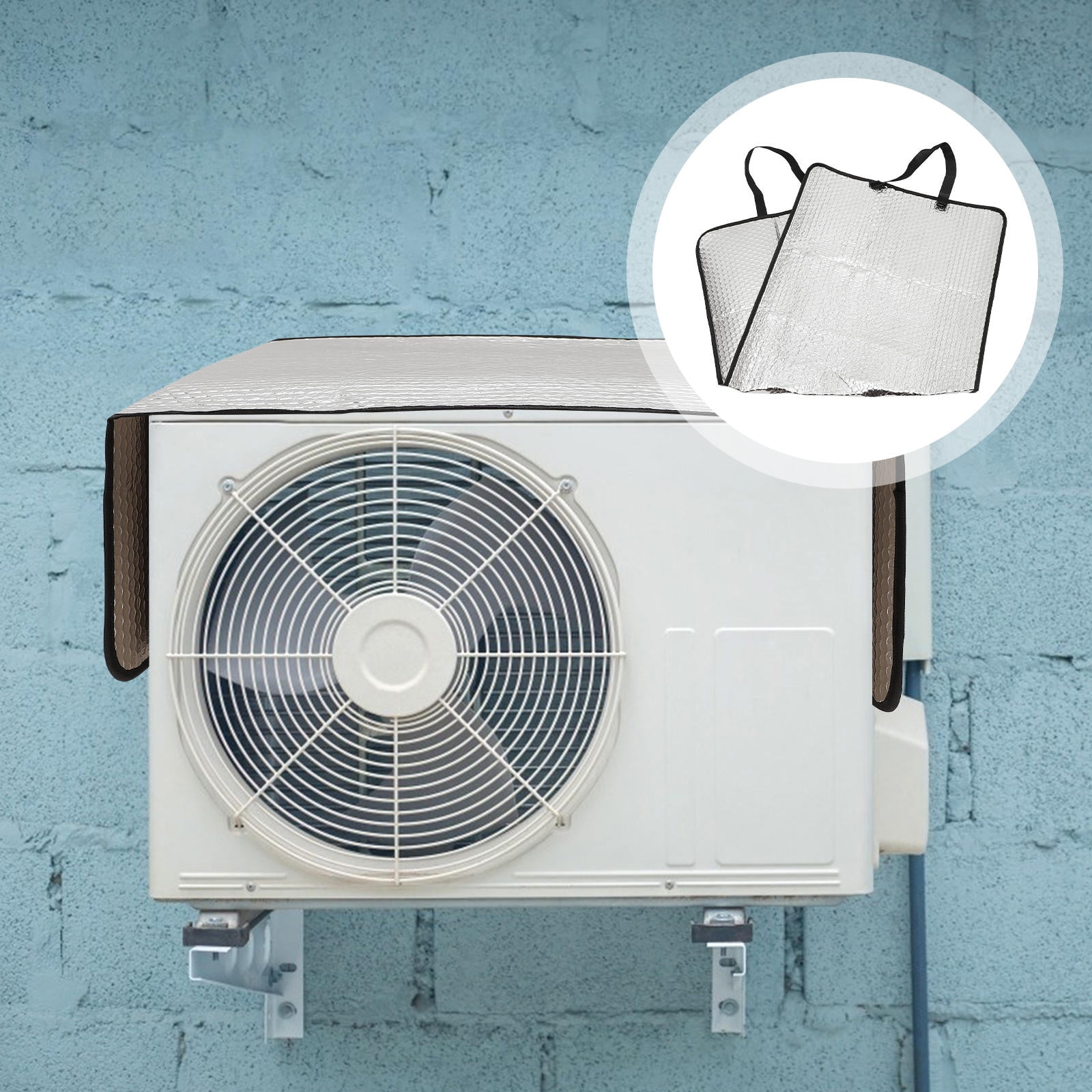 MERRYHAPY Air Conditioning Cover For Outside Unit 1Pack Silver Aluminum Film Dustproof ...