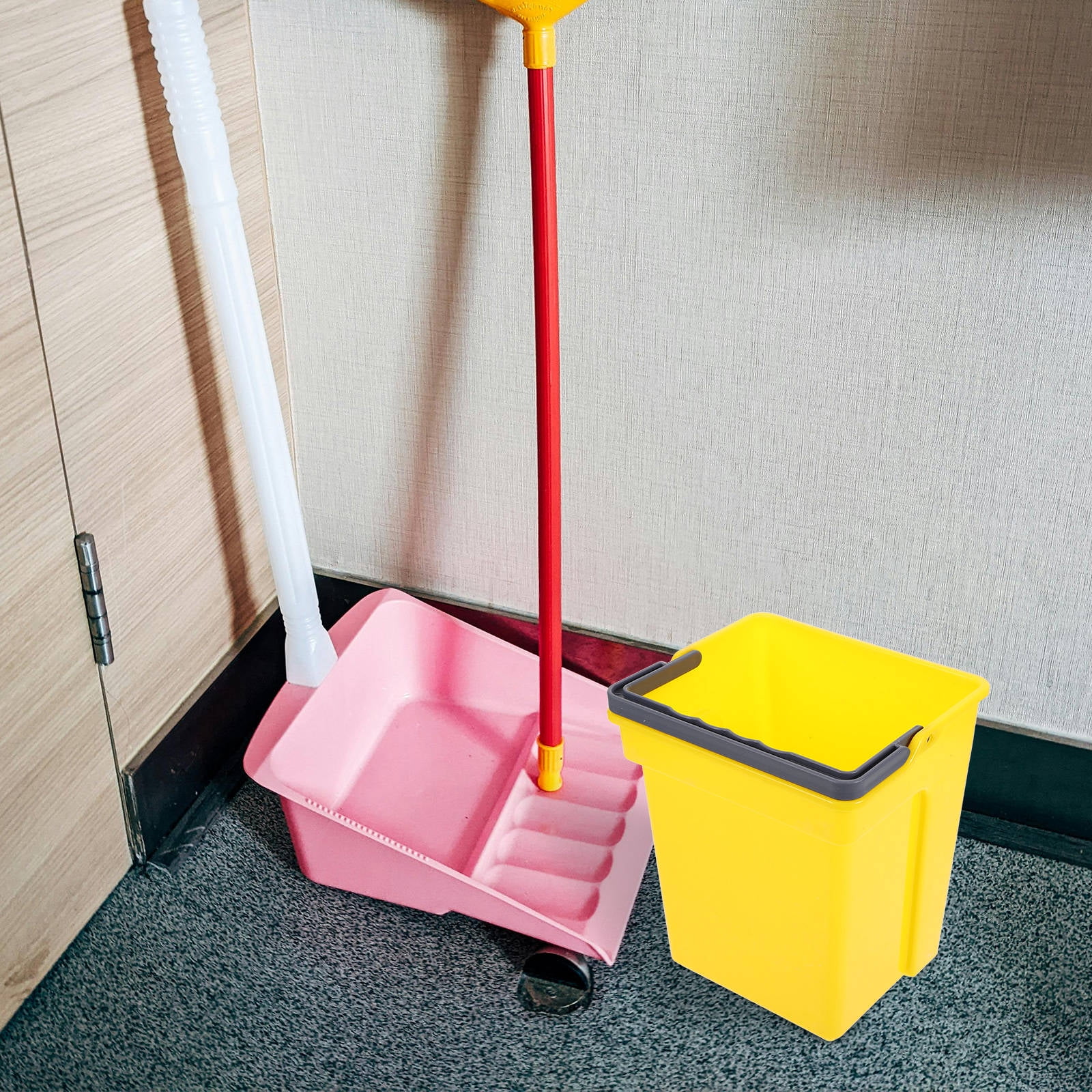 MERRYHAPY Yellow Plastic Mop Bucket with and Storage, Cleaning Bucket ...