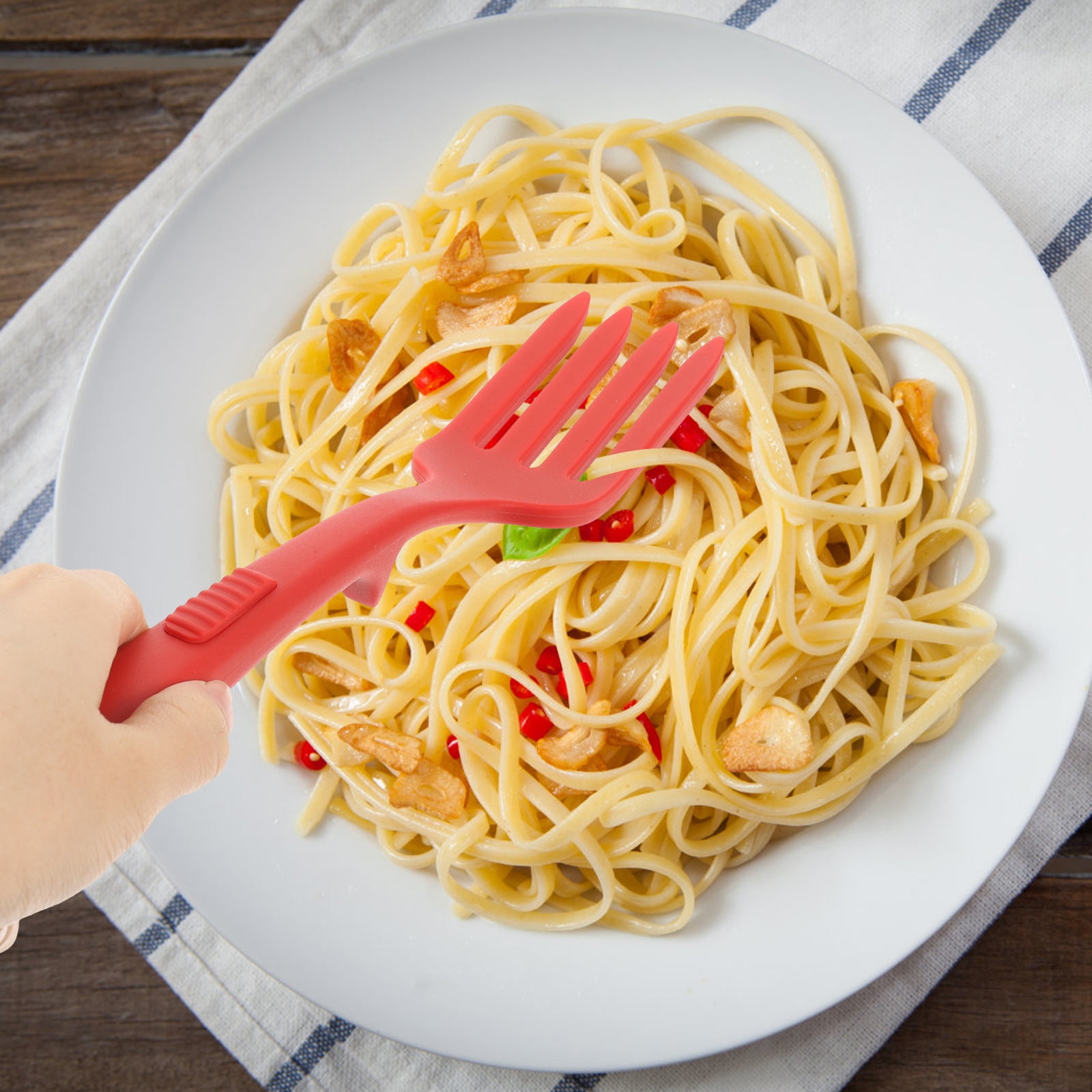 Red Silicone Flexible Forks Nonstick Cooking Utensil for Kitchen ...