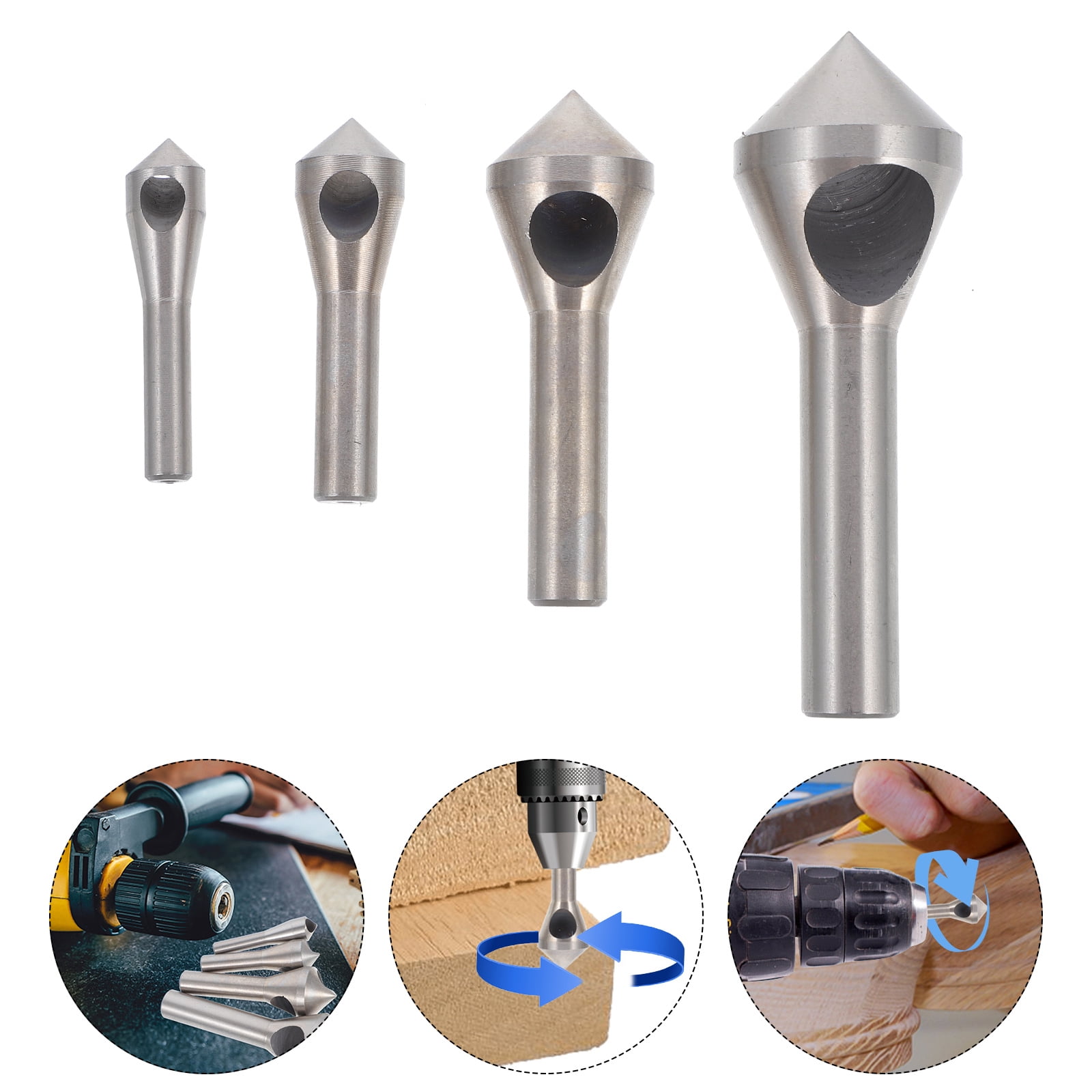 MERRYHAPY Countersink Deburring Tools 4Pcs Metal Chamfer Tool for ...