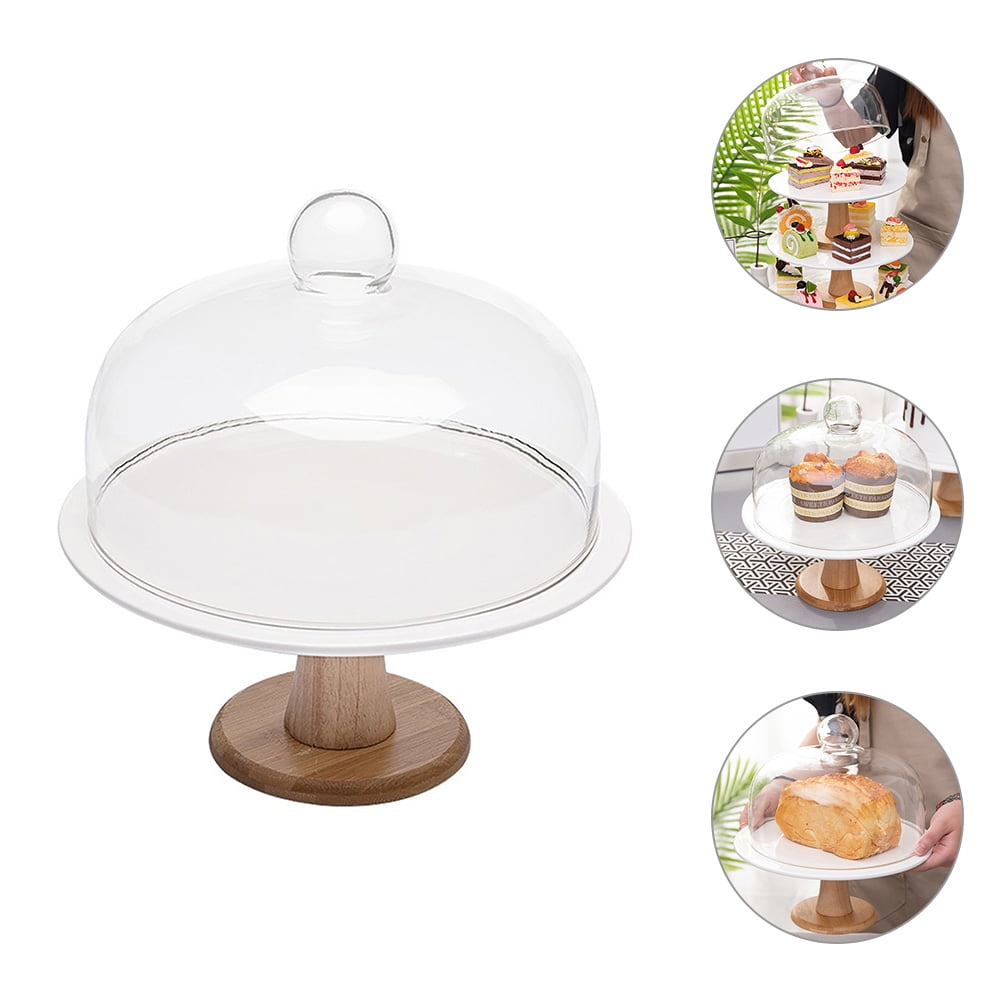 MERRYHAPY Transparent Cake Display Stand with Lid, Dessert Storage Rack ...