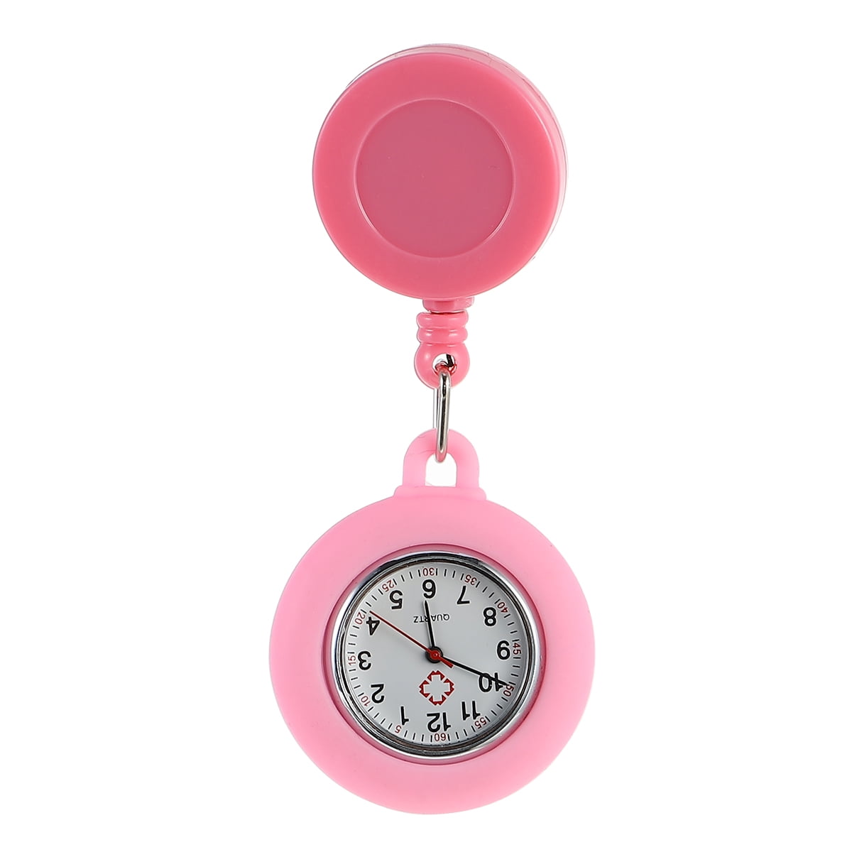 MERRYHAPY Unisex Nurse Clip On Quartz Watch Pink Retractable Simple ...