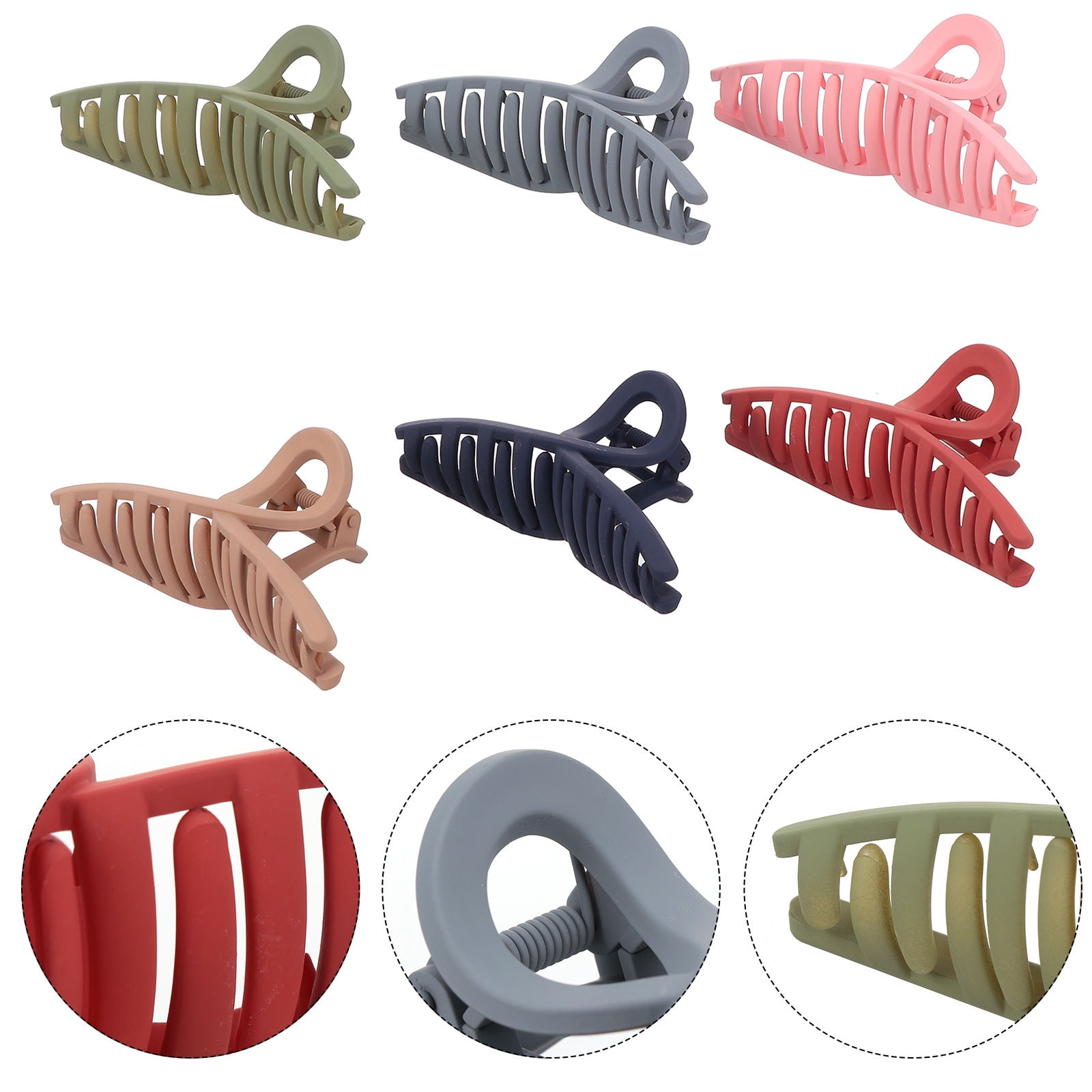 MERRYHAPY Hair Claw Clips 6Pcs Large Hair Claw Coffee Plastic Resin ...